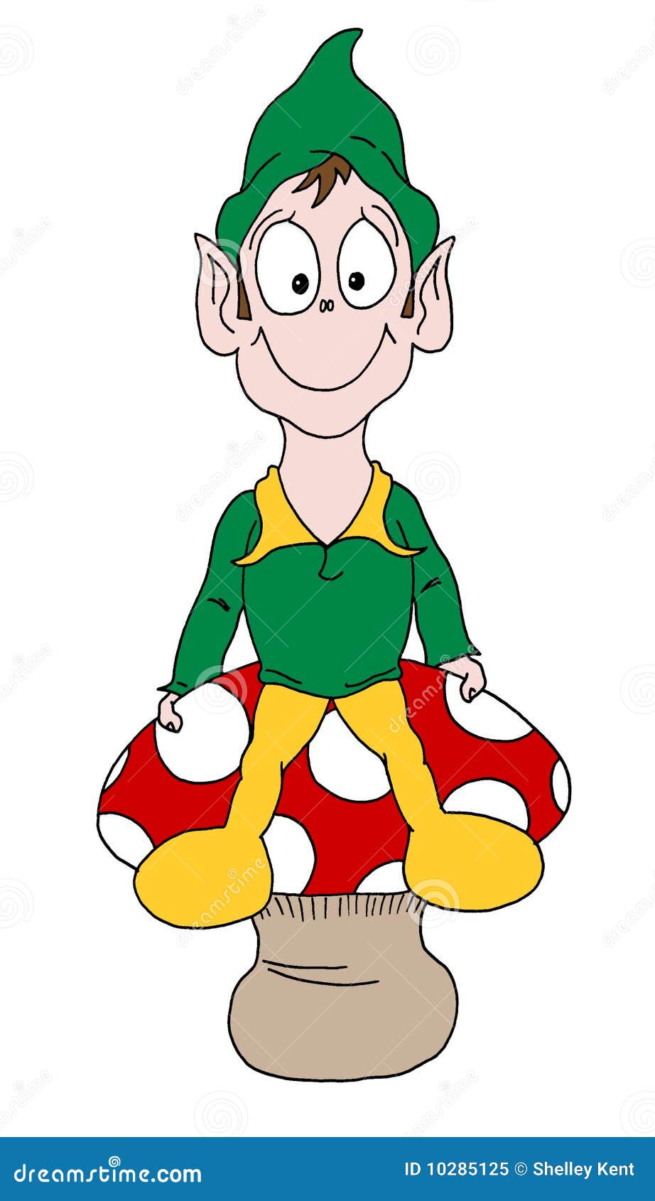 Duende sentado no cogumelo ilustração stock. Ilustração de duendes ...