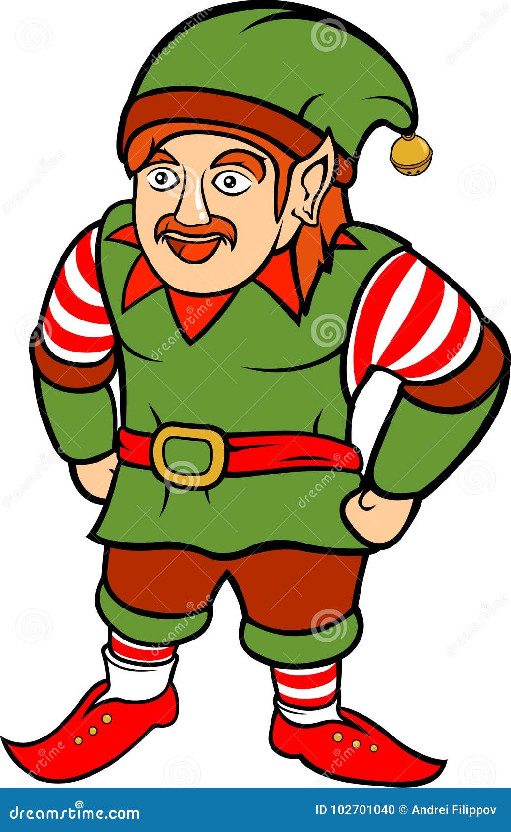 Duende Verde Do Natal Com Bigode Ilustração do Vetor - Ilustração de ...
