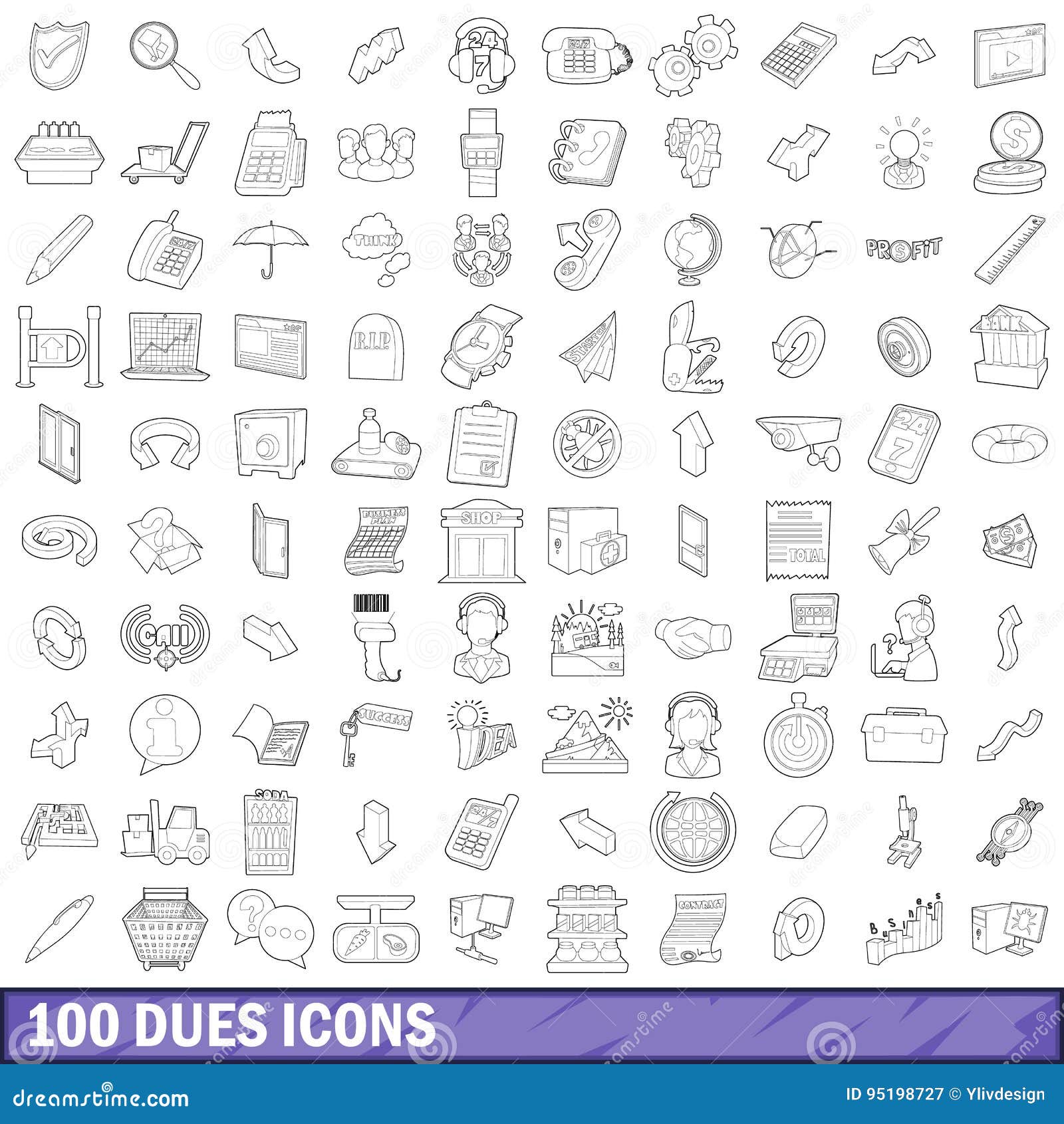 100 Dues Icons Set, Outline Style Stock Vector - Illustration of ...
