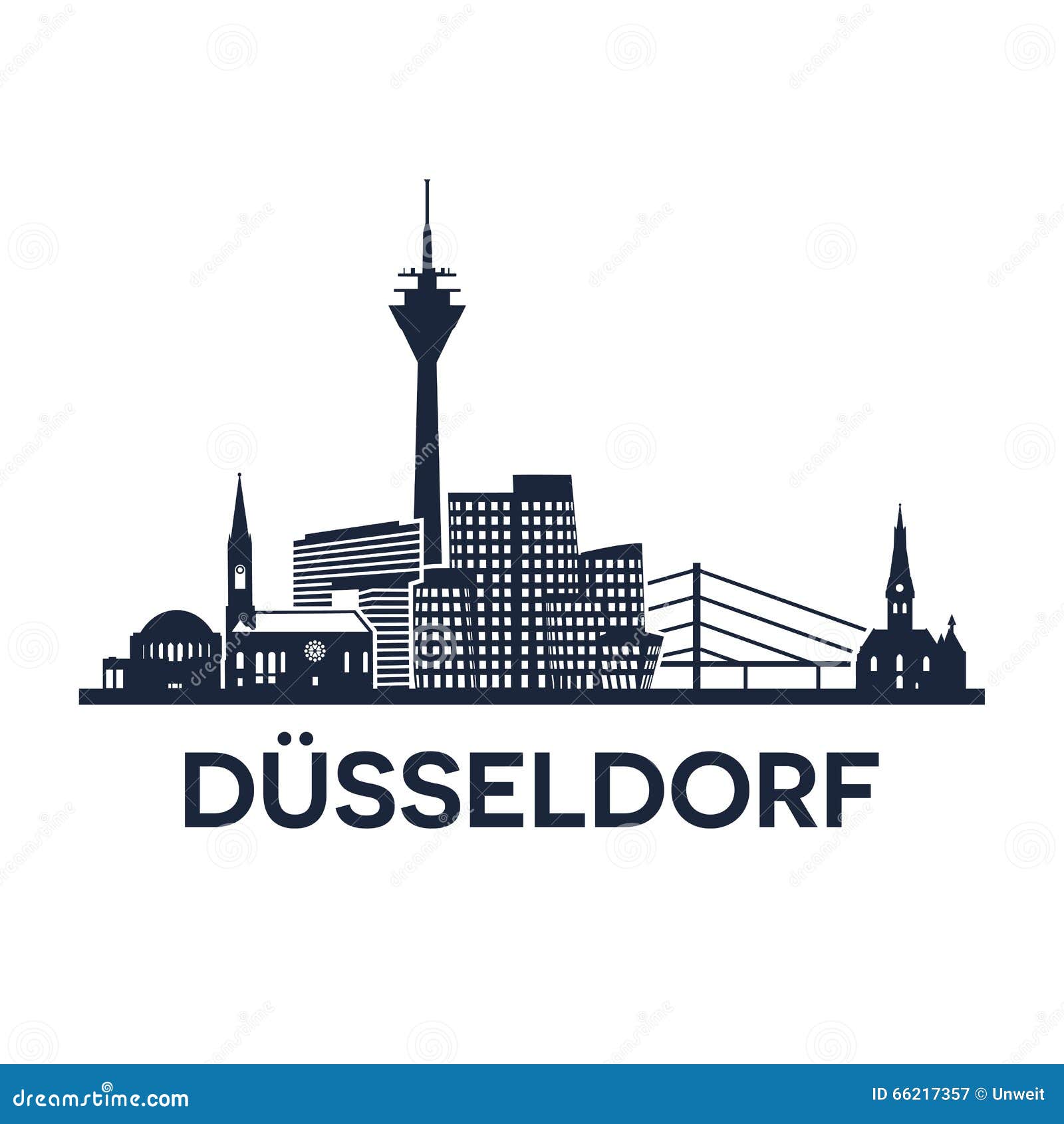 Duesseldorf Skyline Emblem stock vector. Illustration of landmark ...