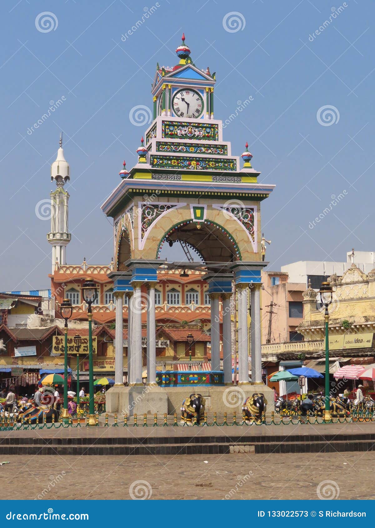 Dufferin Clock Tower and Elephant Statues Editorial Stock Photo - Image ...