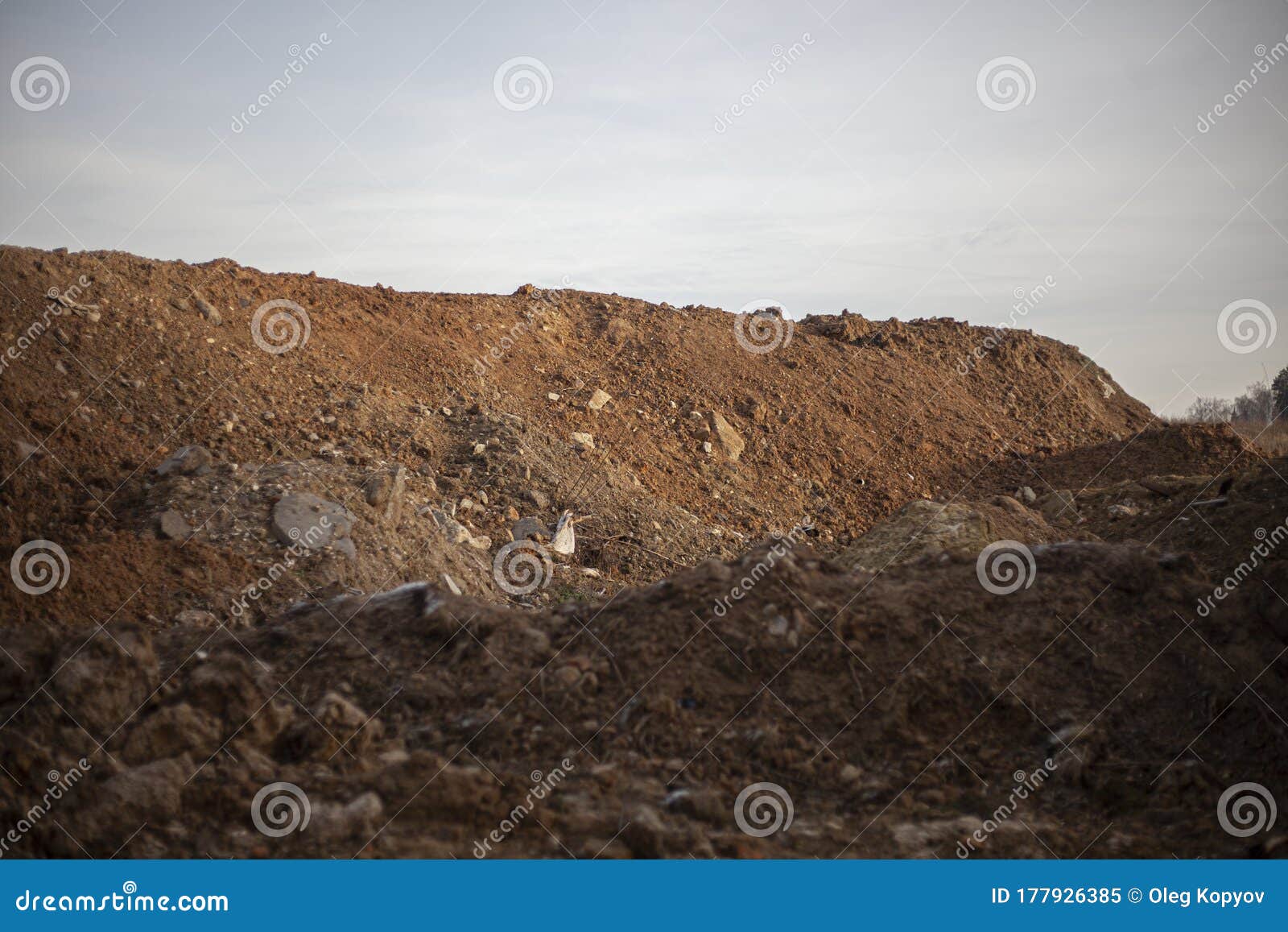 Dug land for construction. stock image. Image of industrial - 177926385