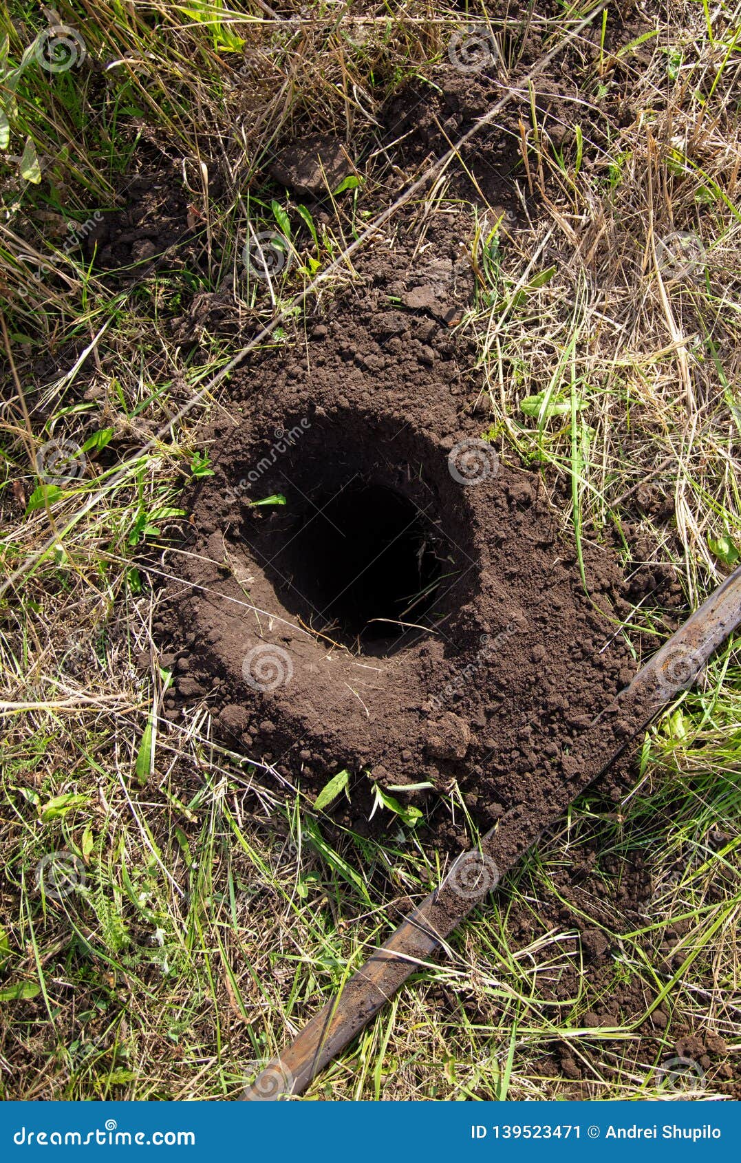 Dug Pit in the Ground for the Fence Stock Image - Image of worker ...