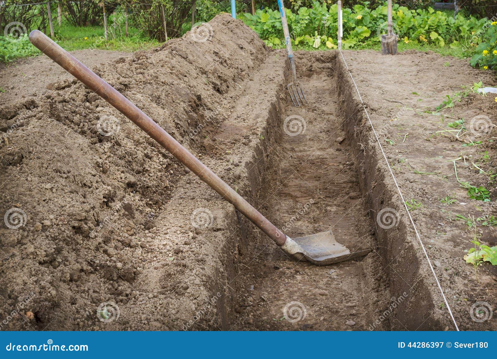 Dug a Trench To Arrange a Deep Bed of Stock Image - Image of ...