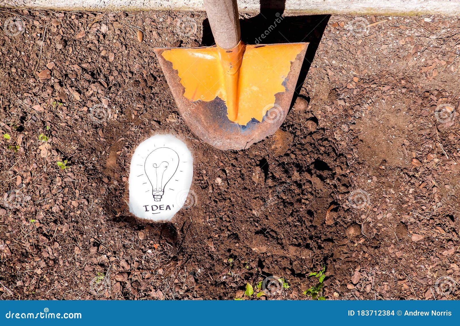 Dug Up Idea stock photo. Image of patent, soil, space - 183712384