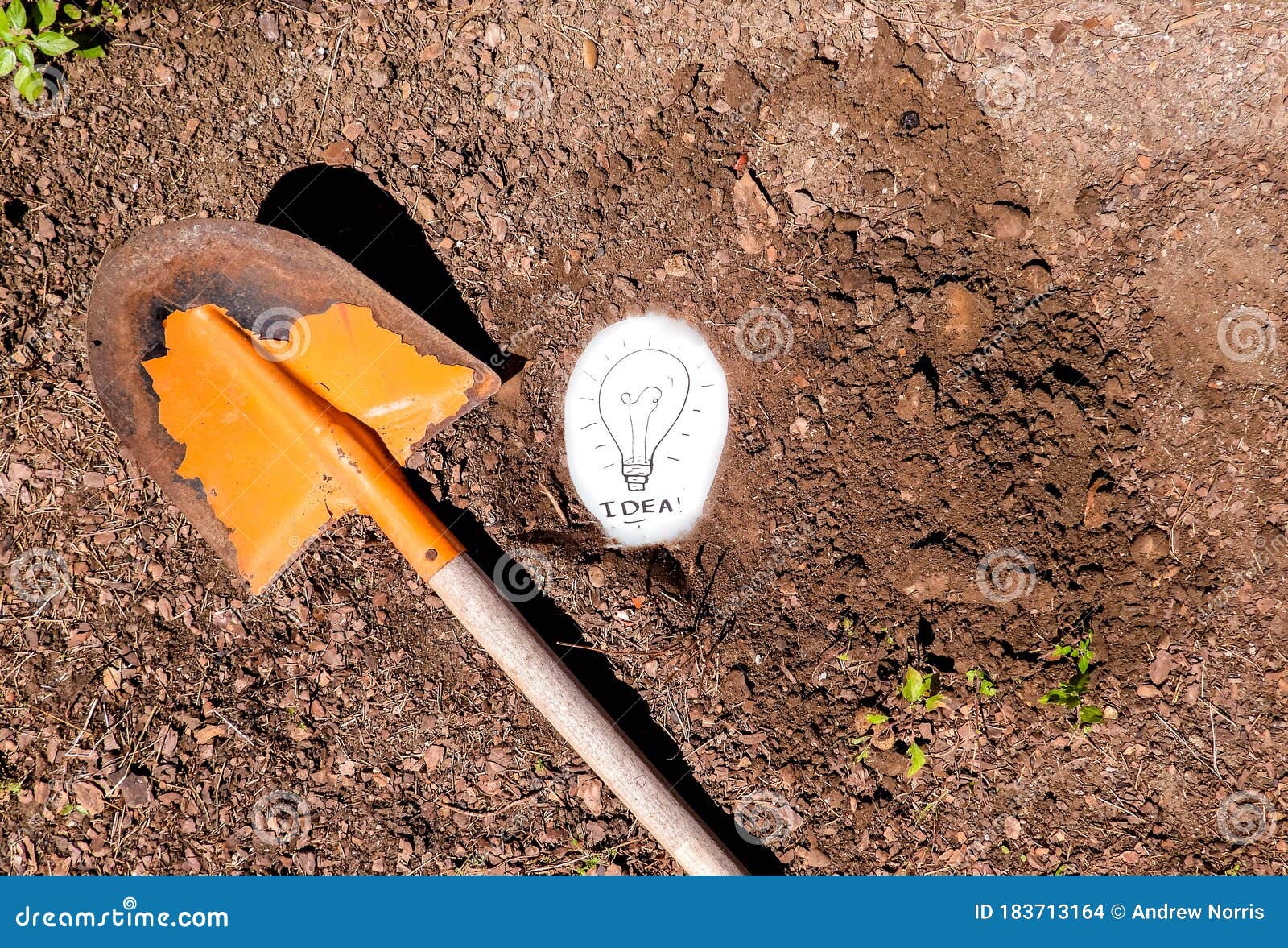 Dug Up Idea stock photo. Image of smart, lost, searched - 183713164