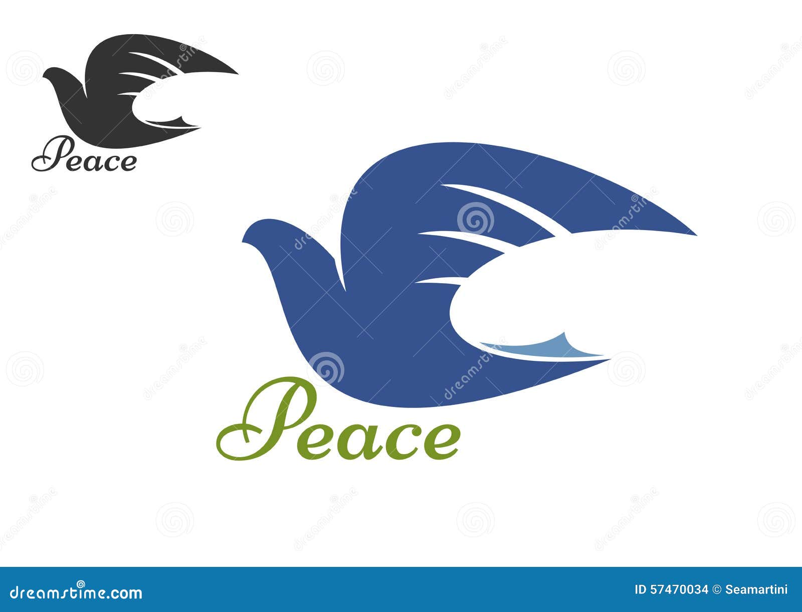 Duif Blauw Silhouet Als Symbool Van Vrede Vector Illustratie ...