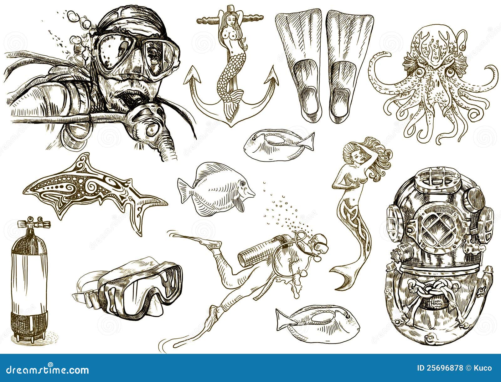 Duik vector illustratie. Illustration of tekening, masker - 25696878