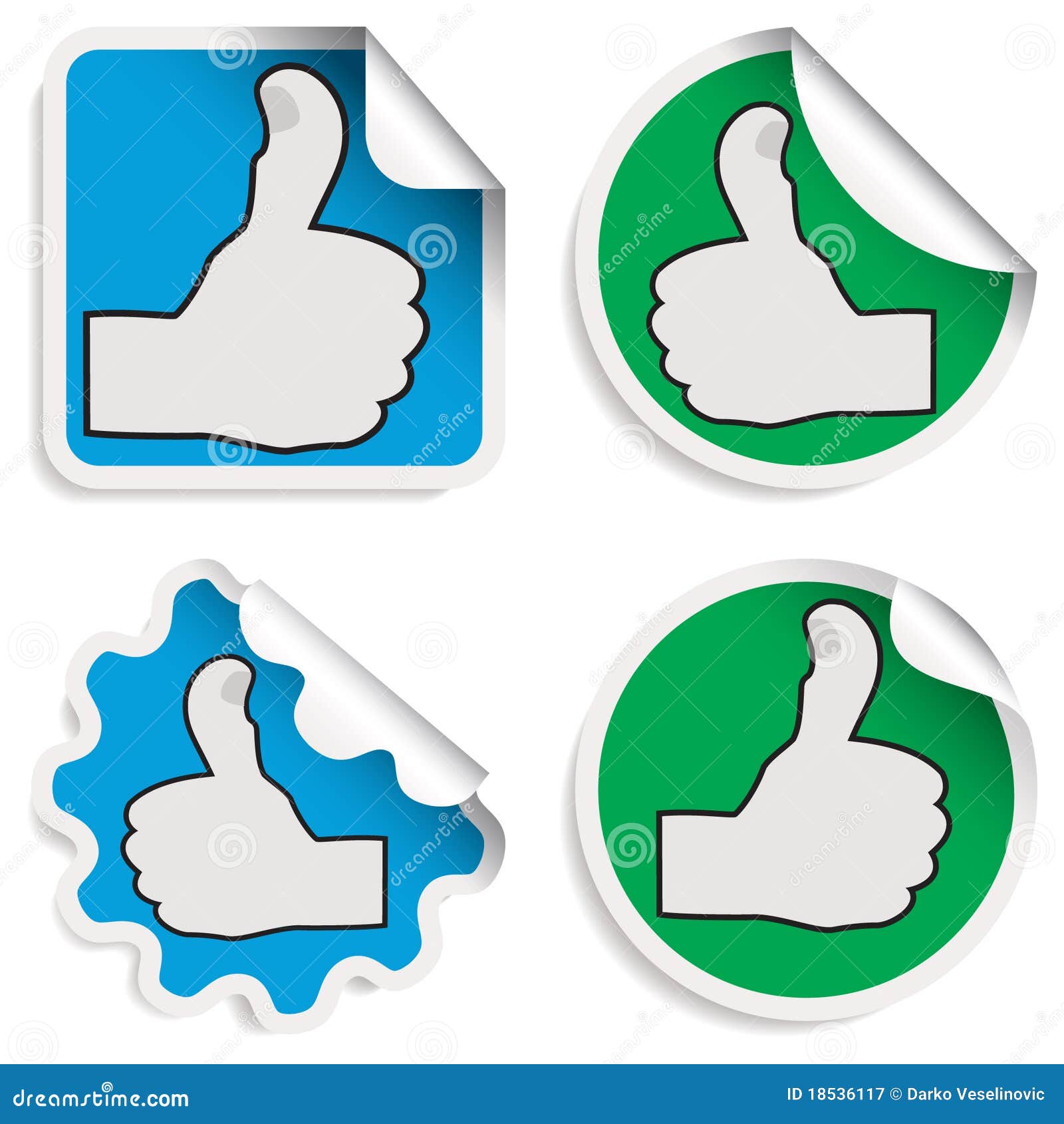 Duim op stickers vector illustratie. Illustration of teken - 18536117