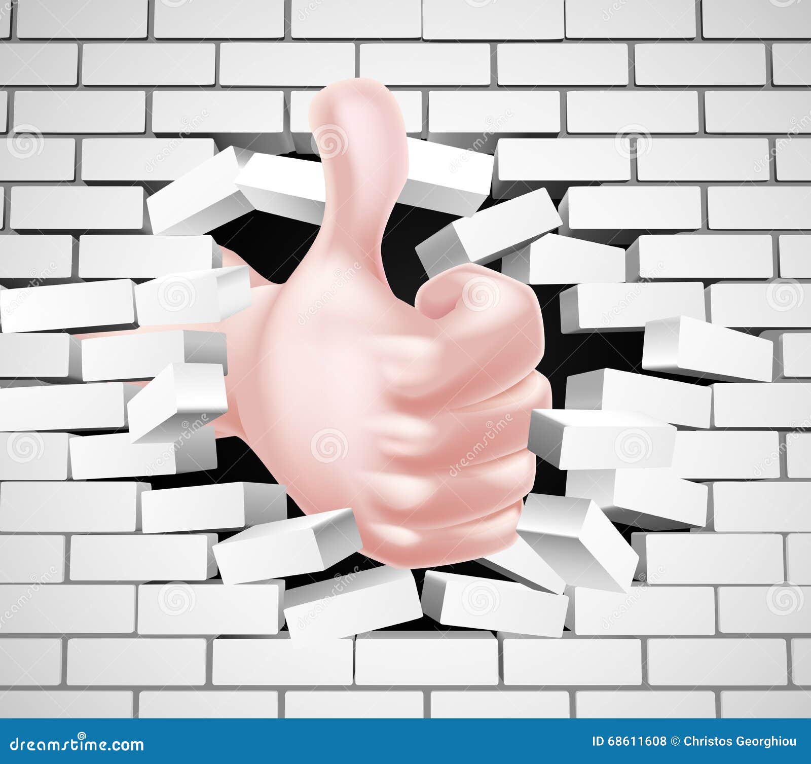 Duimen Op Hand Brekende Muur Vector Illustratie - Illustration of ...