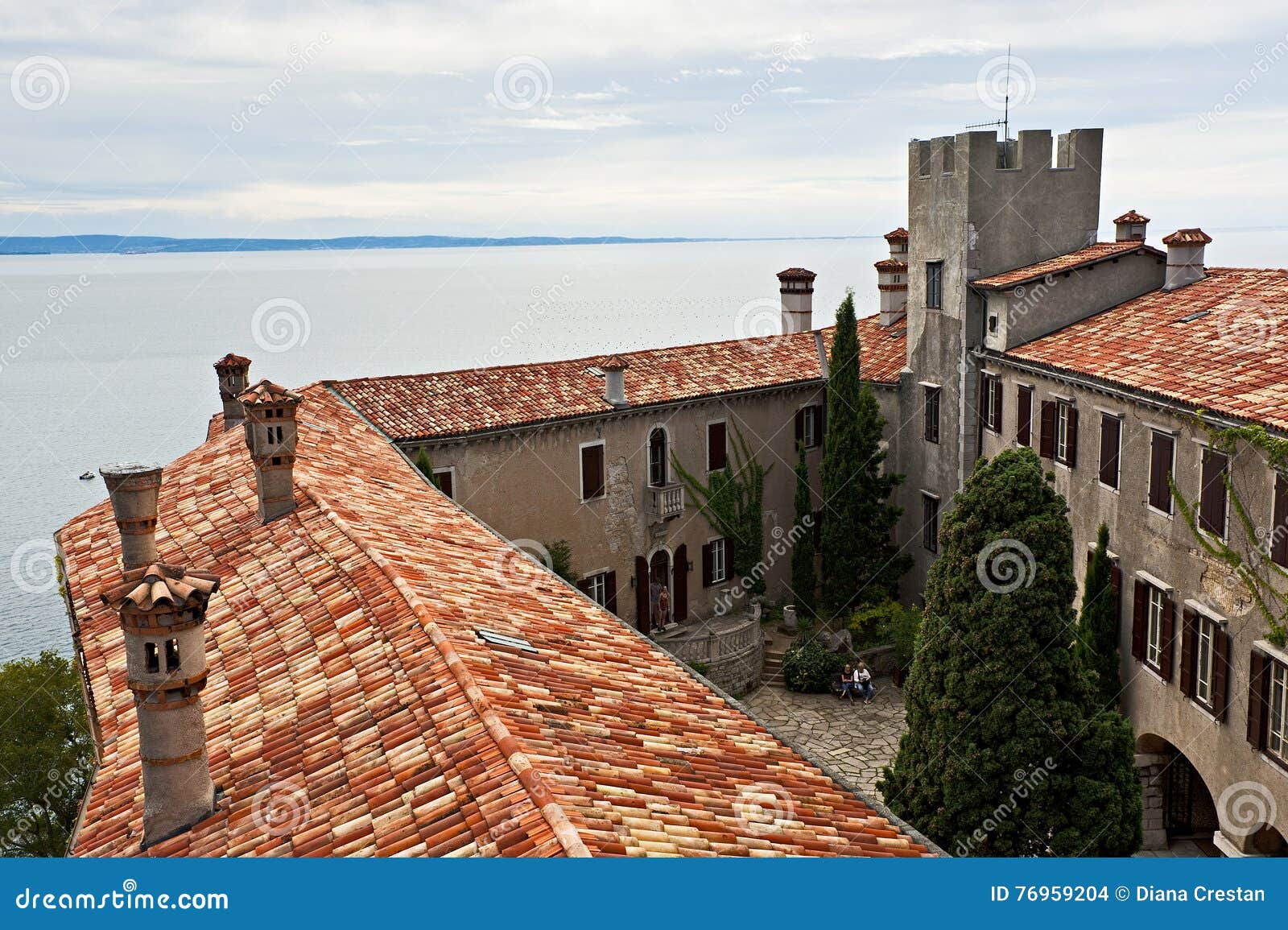 The Duino castle , Italy. stock photo. Image of sunny - 76959204