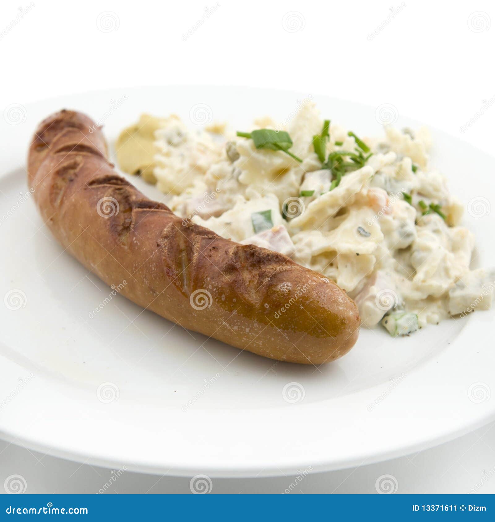 Duitse Gebraden Worst Met Aardappelsalade Stock Afbeelding - Image of ...