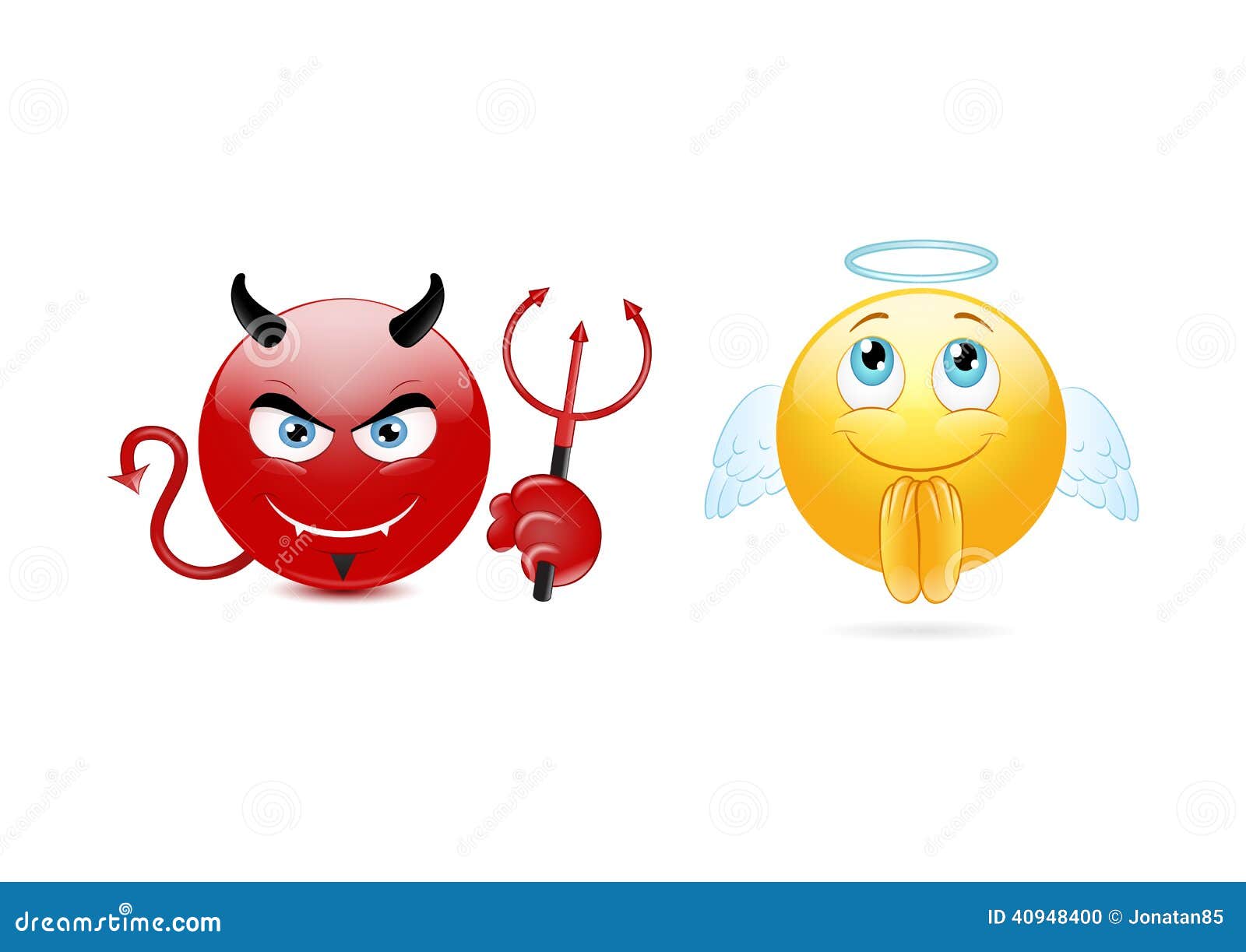 Duivel en engel emoticon stock illustratie. Illustration of leuk - 40948400