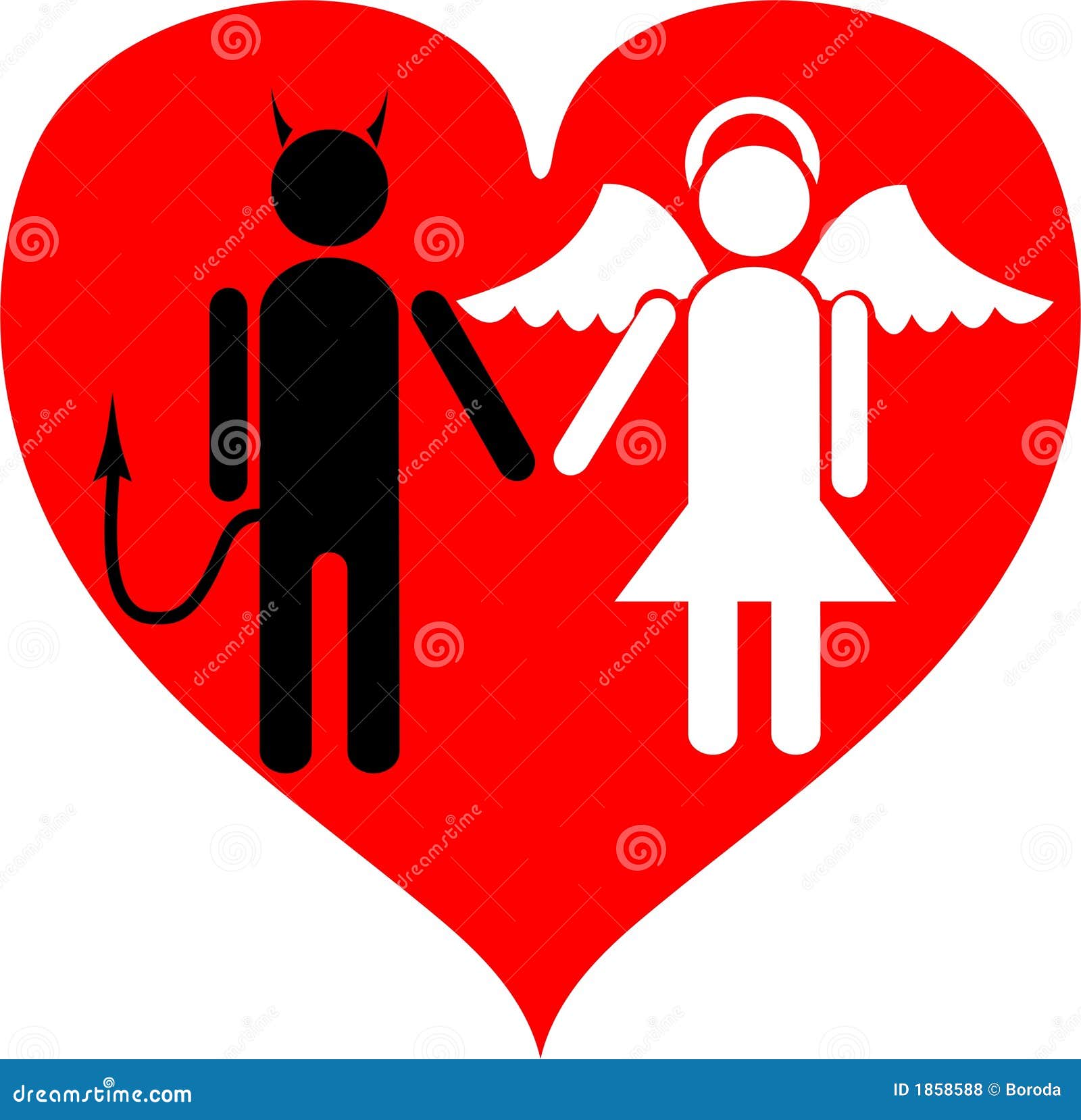 Duivel En Engel. Het is Liefde. Vector Illustratie - Illustration of ...