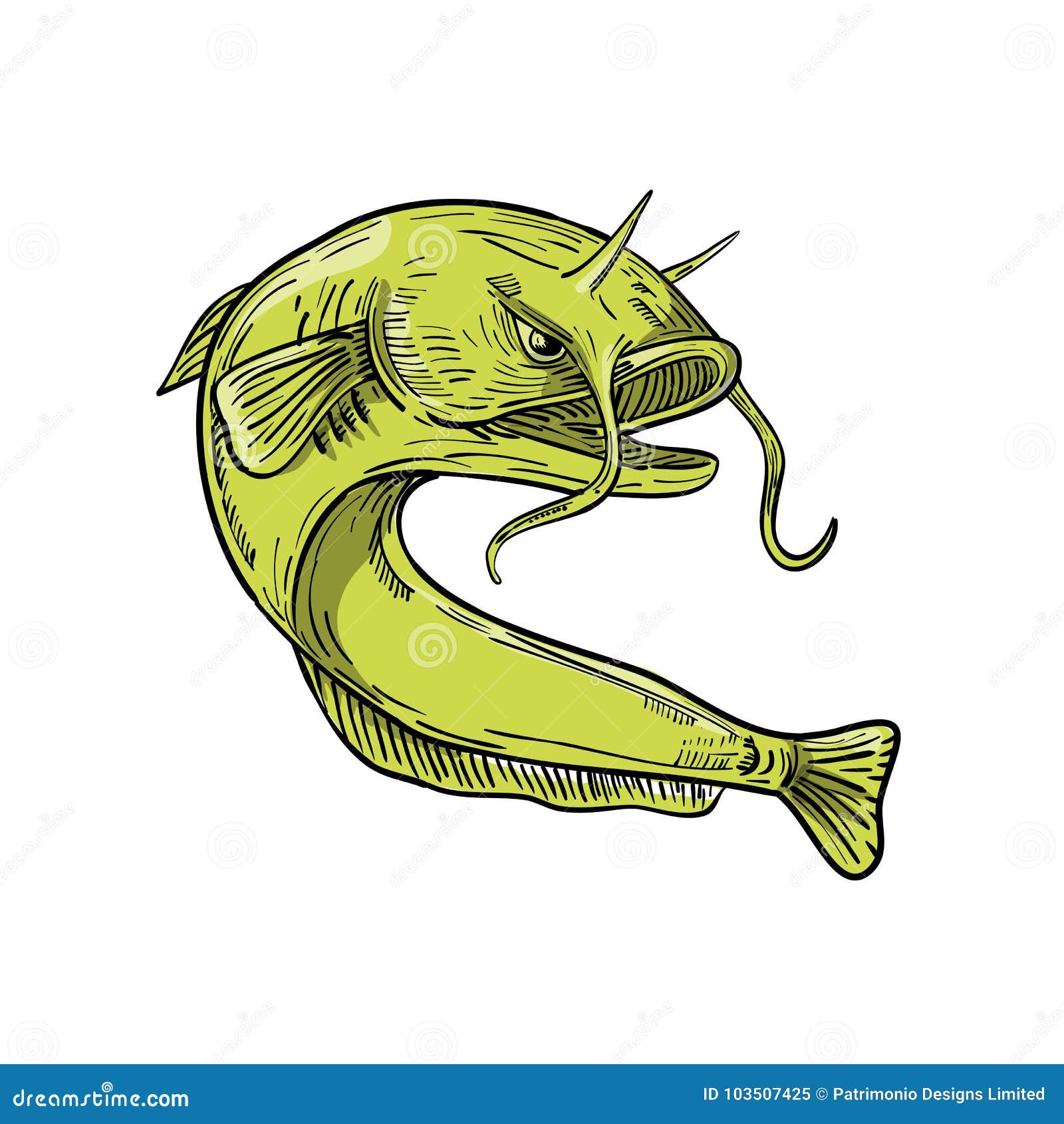 Duivelskatvis Het Springen Tekening Vector Illustratie - Illustration ...