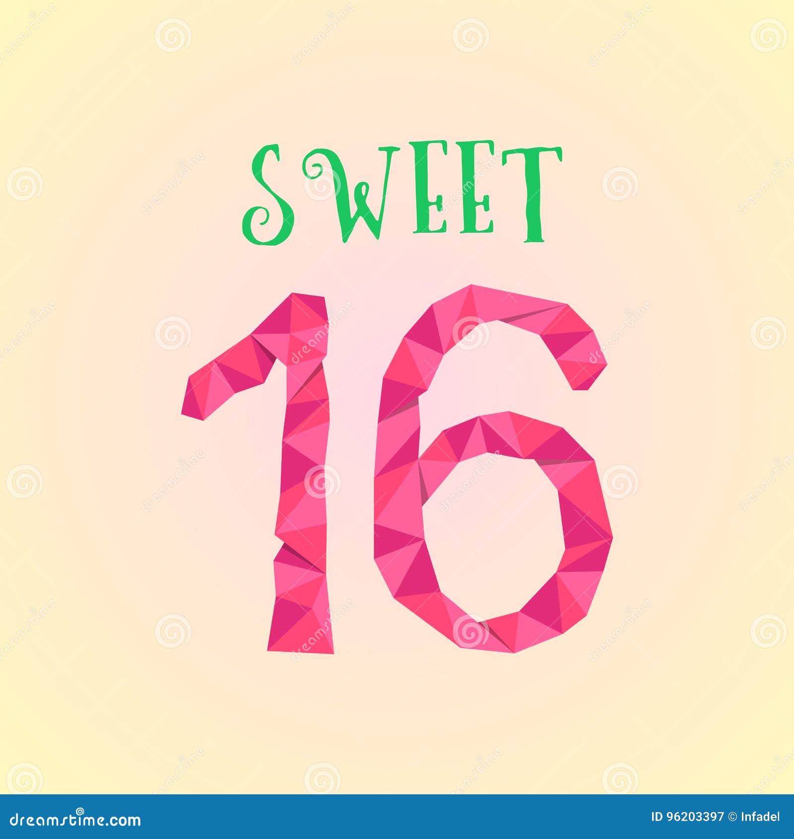 Dulce Dieciséis Con Número Poligonal Ilustración del Vector ...