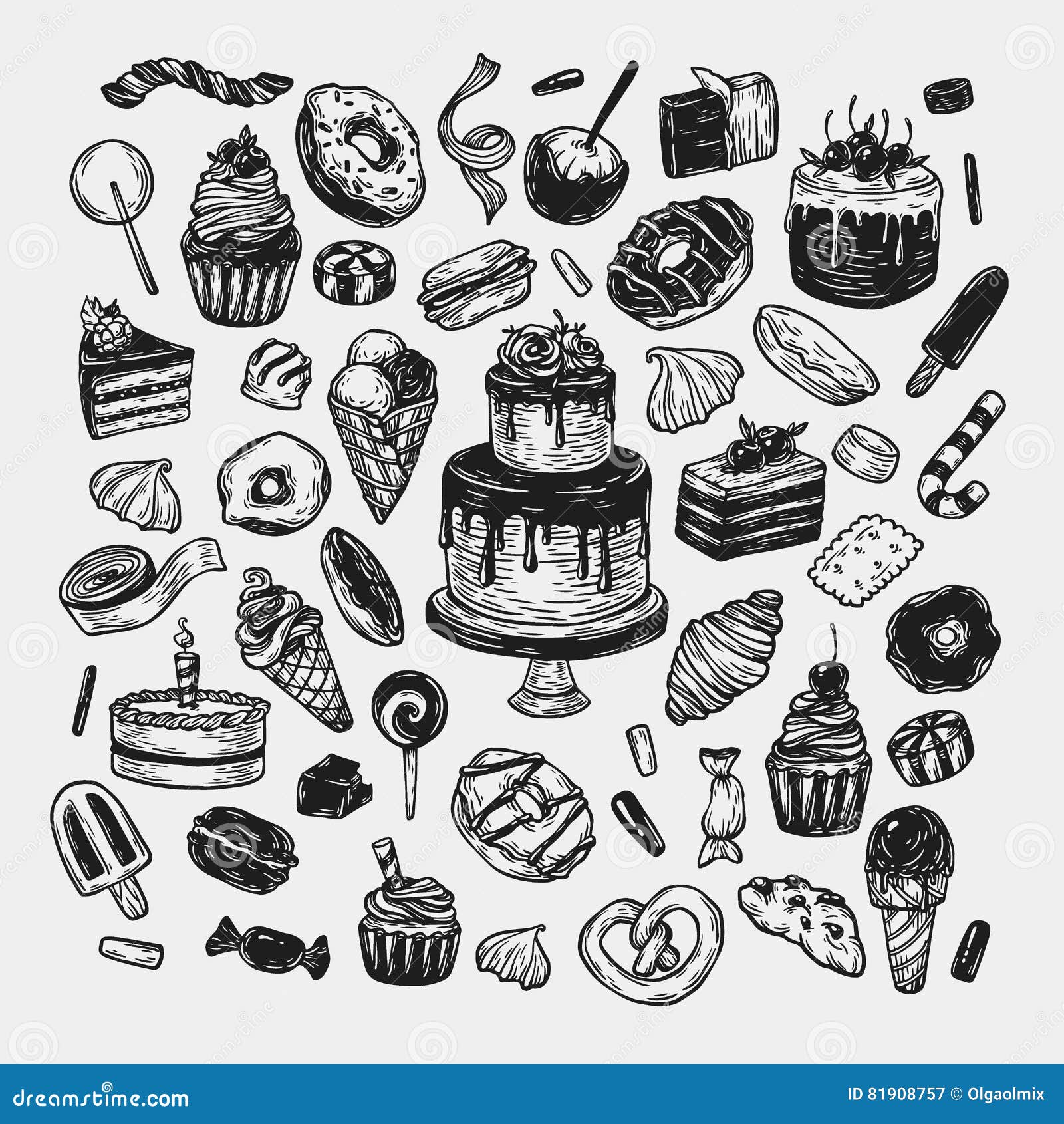 Dulces del vector conjunto ilustración del vector. Ilustración de ...