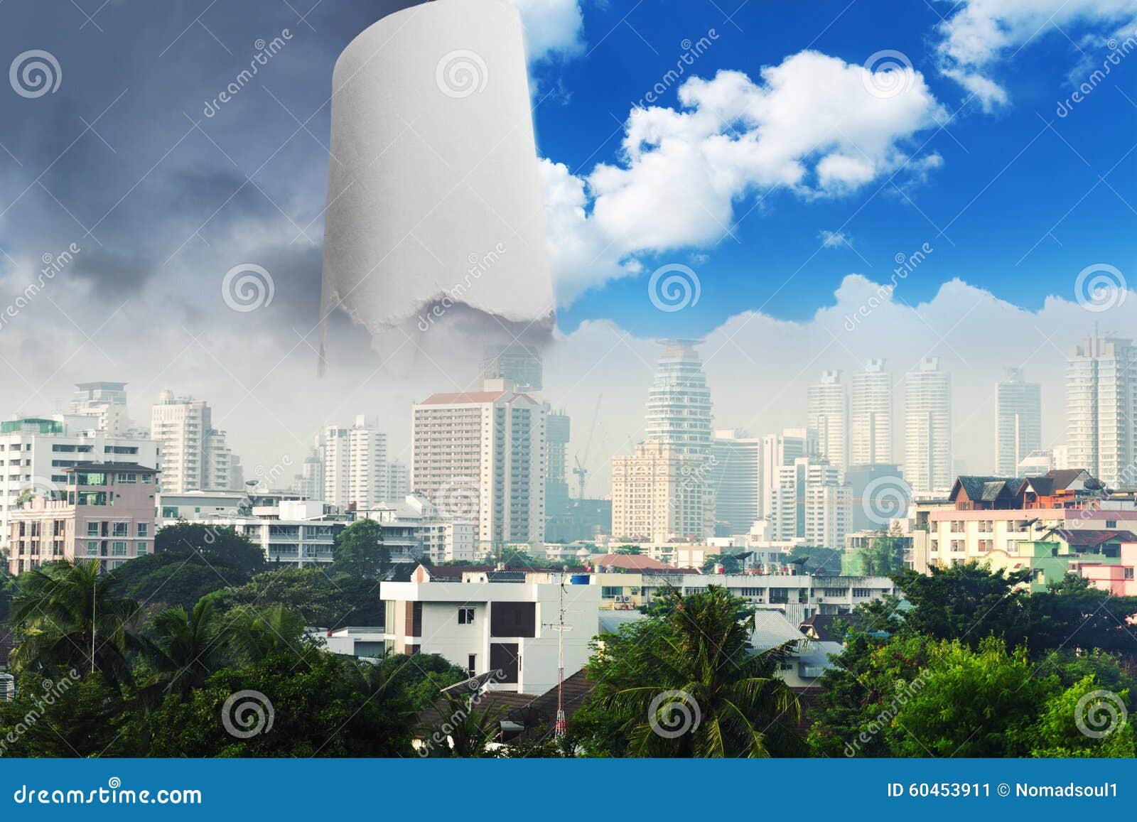 Dull City with Piece of Blue Sky Stock Image - Image of develop ...