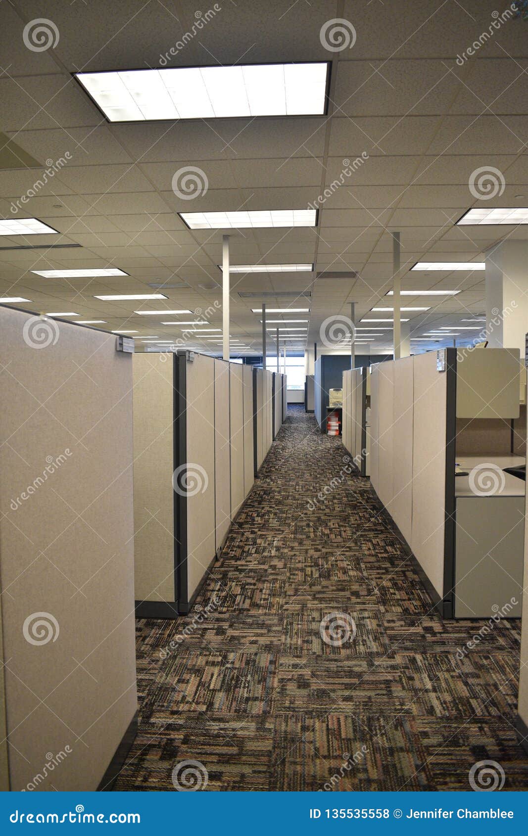 Dull Empty Office Hallway in a Cube Farm with Neutral Colors Stock ...
