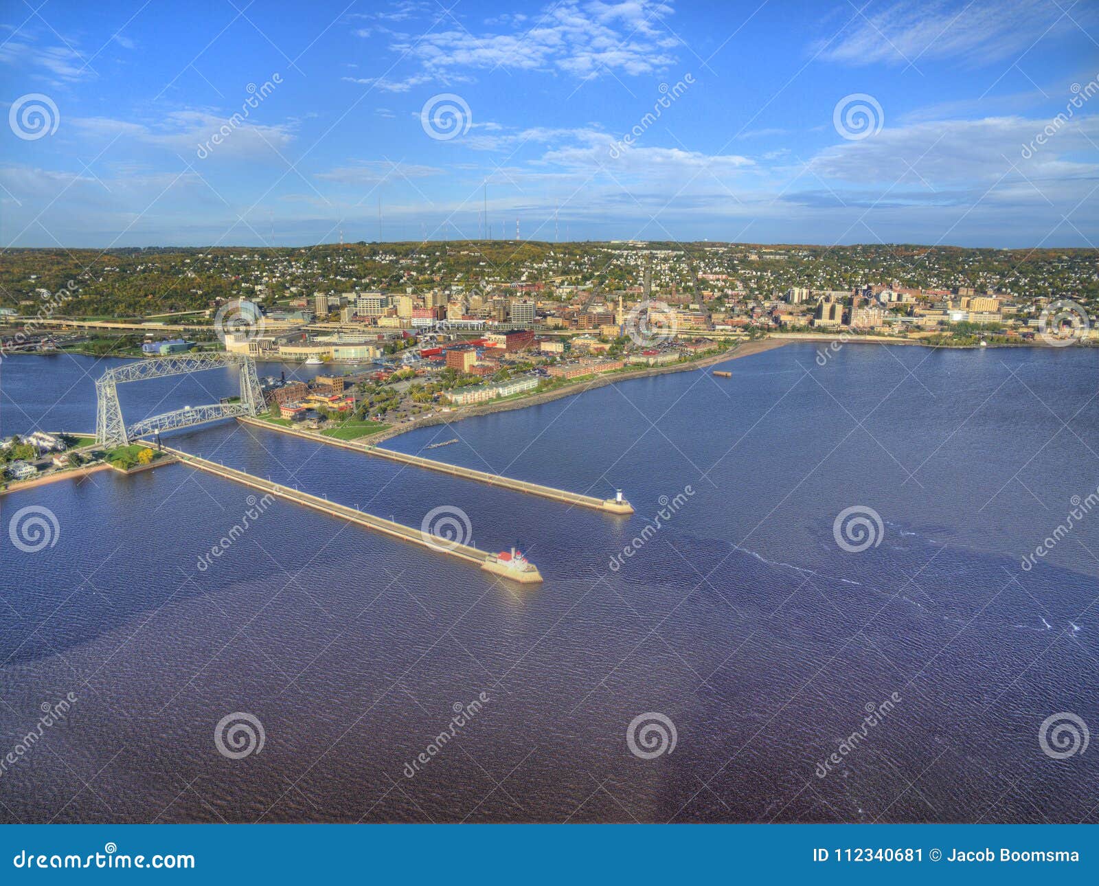 Duluth and Lake Superior in Summertime Stock Image - Image of aerial ...