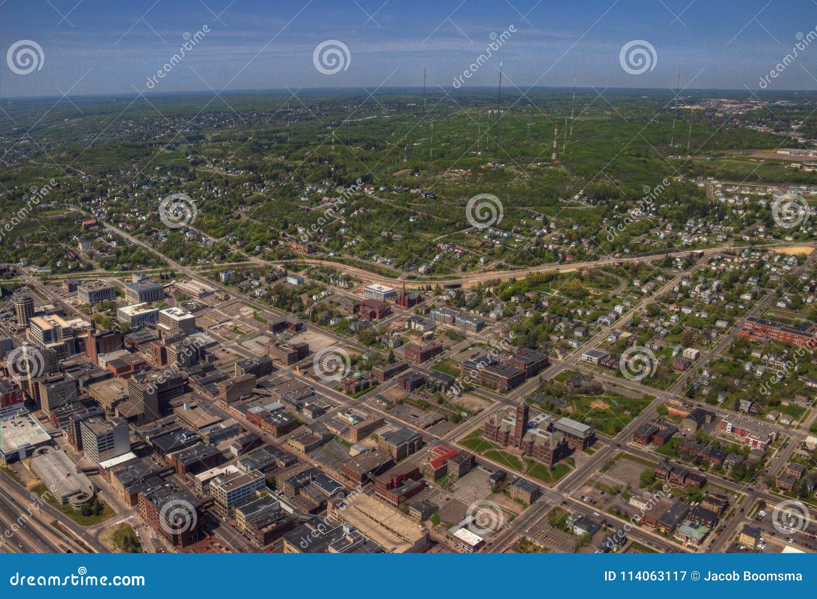 Duluth, Minnesota in Summer Seen from Helicopter Stock Image - Image of ...