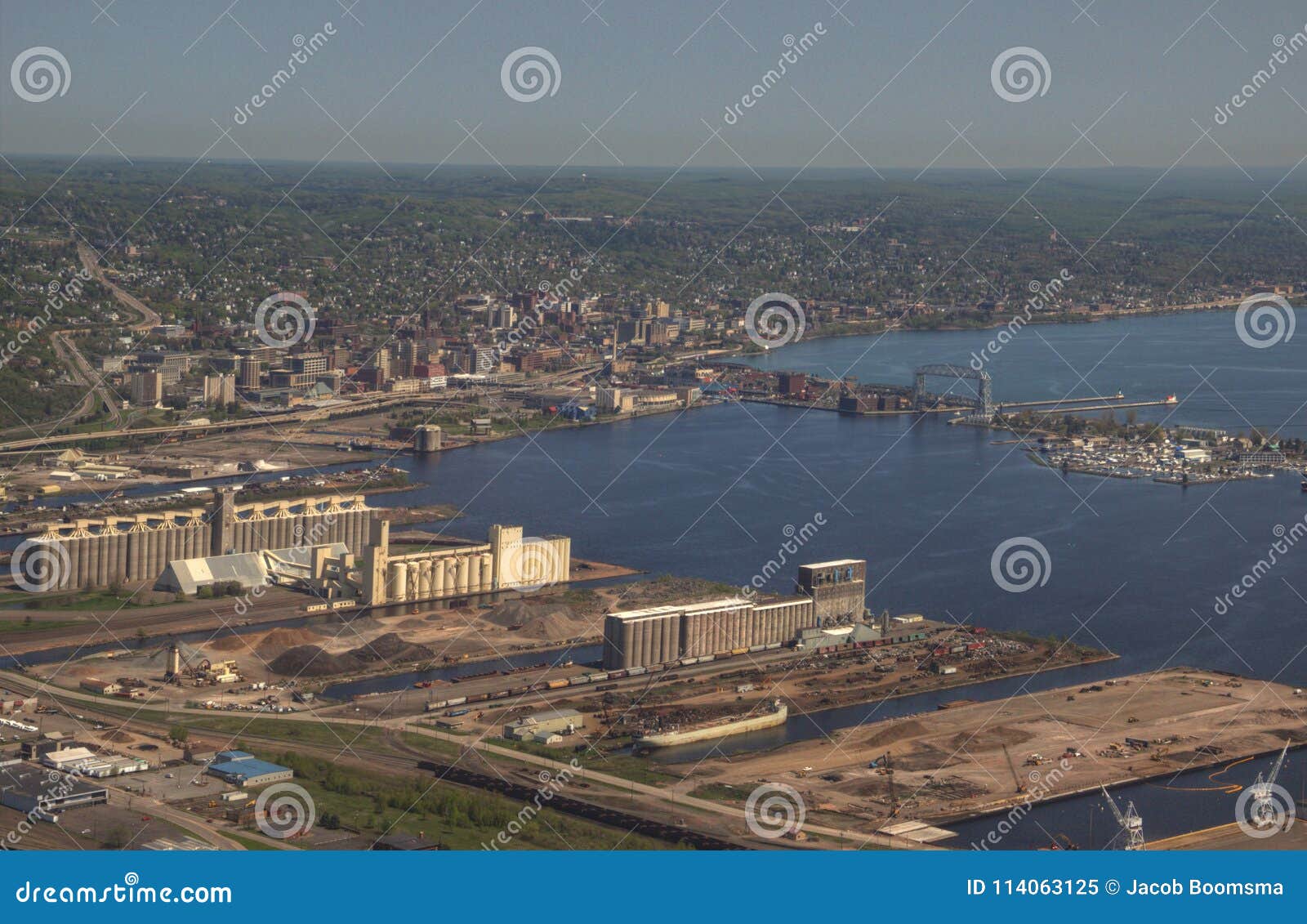 Duluth, Minnesota in Summer Seen from Helicopter Stock Image - Image of ...