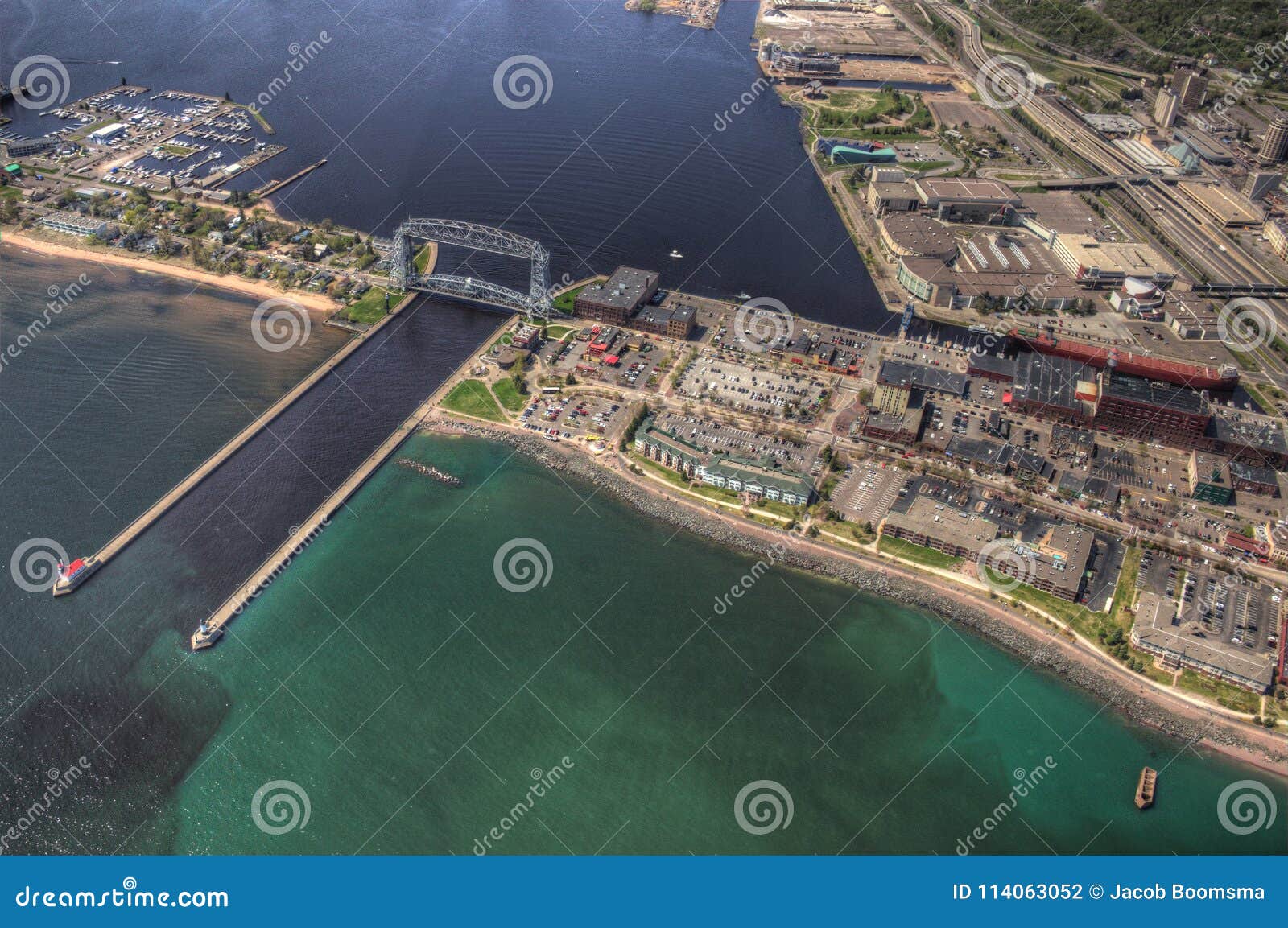 Duluth, Minnesota in Summer Seen from Helicopter Stock Photo - Image of ...