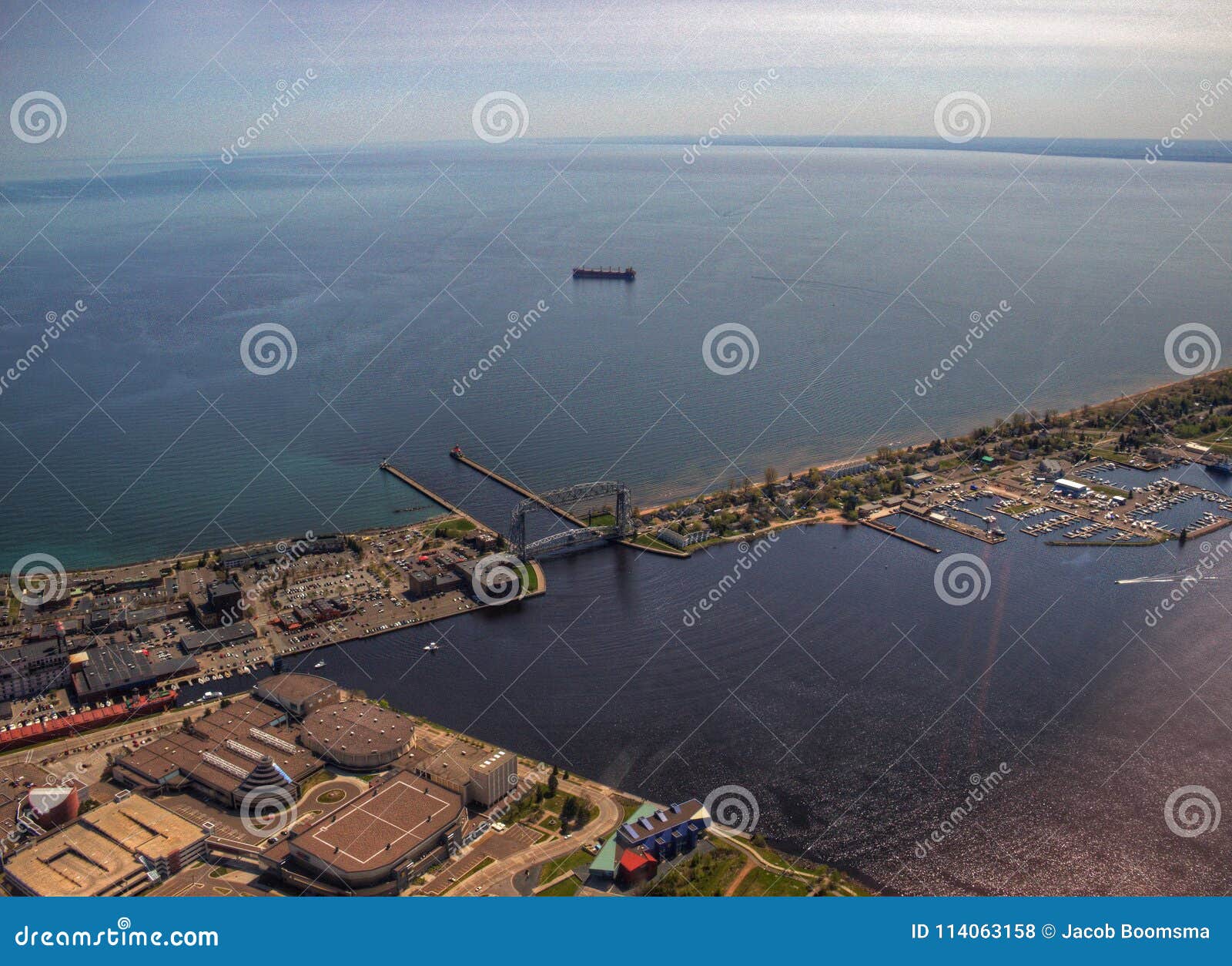 Duluth, Minnesota in Summer Seen from Helicopter Stock Photo - Image of ...