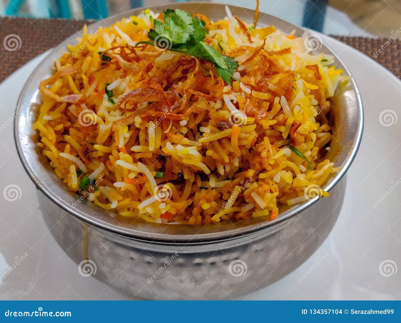 Dum Biryani Top View stock photo. Image of lunch, dish - 134357104