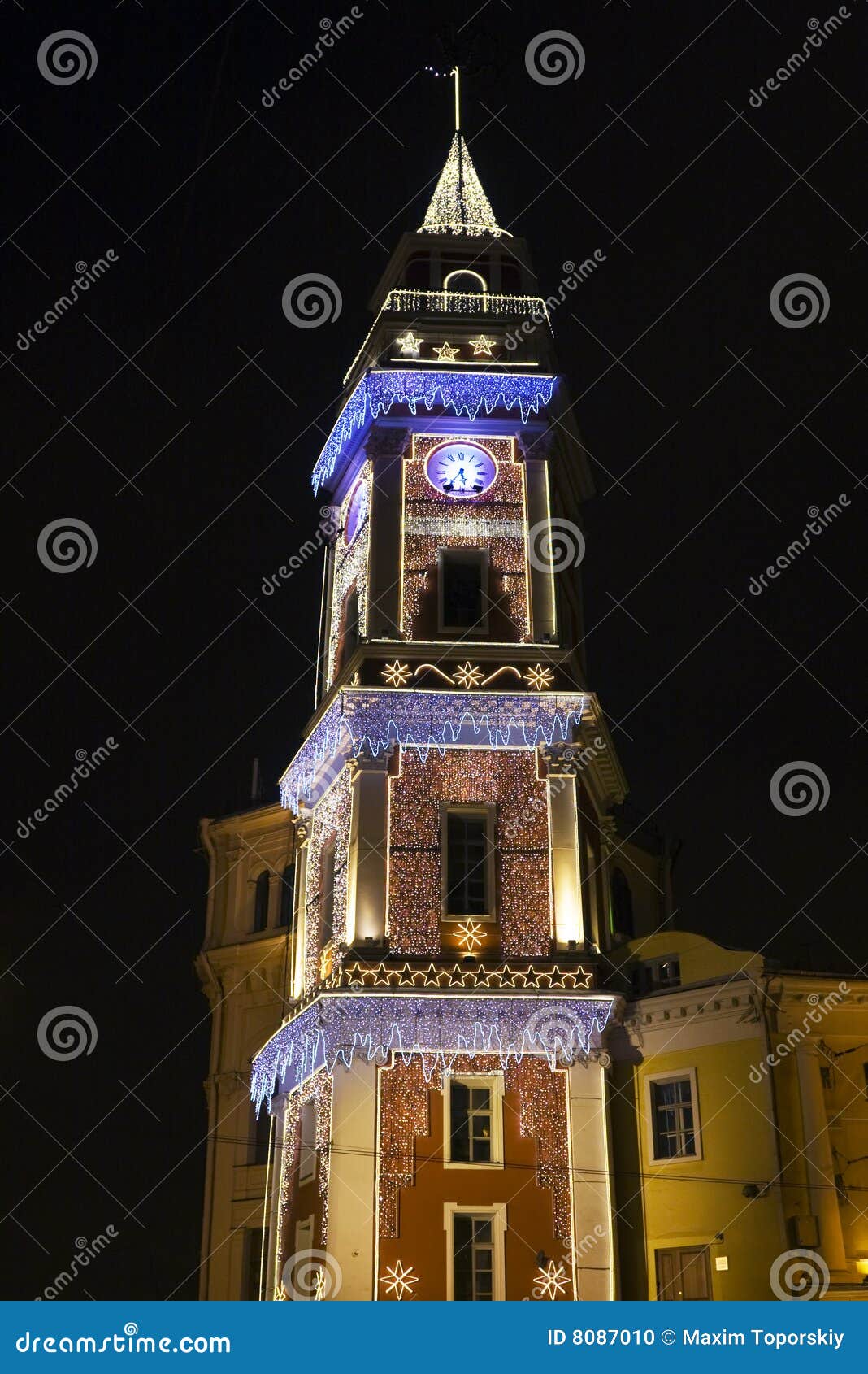 Duma Tower at night stock photo. Image of lights, municipal - 8087010