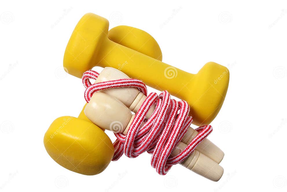 Dumb Bells and Skipping Rope Stock Image - Image of loss, isolated ...