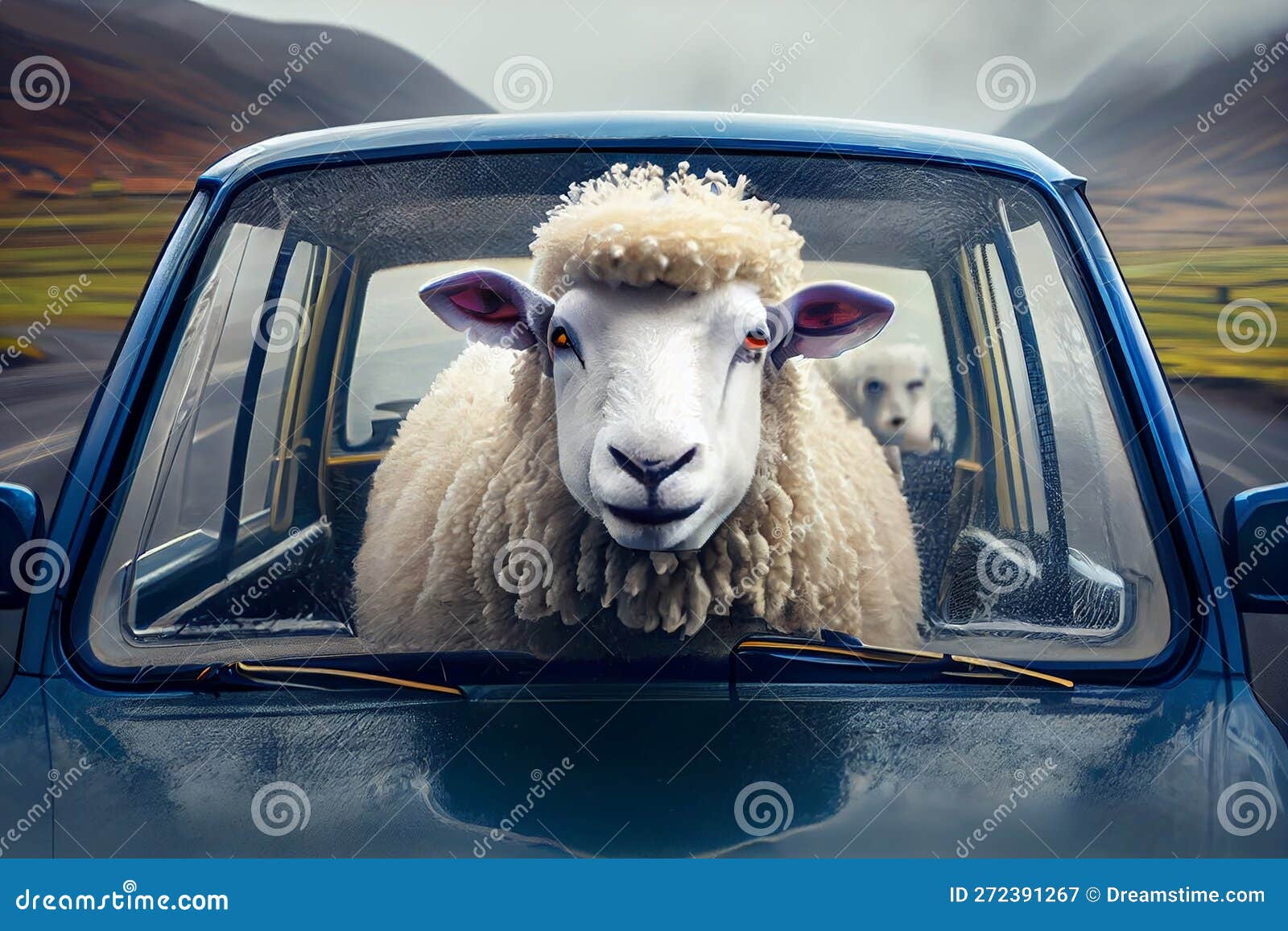 The Dumb Sheep Drives the Car Stock Illustration - Illustration of ...
