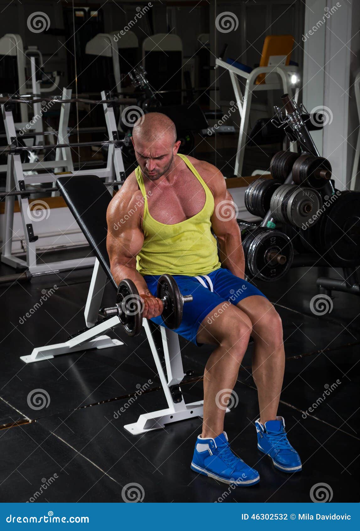 Dumbbell Bicep Curls stock photo. Image of exercises - 46302532