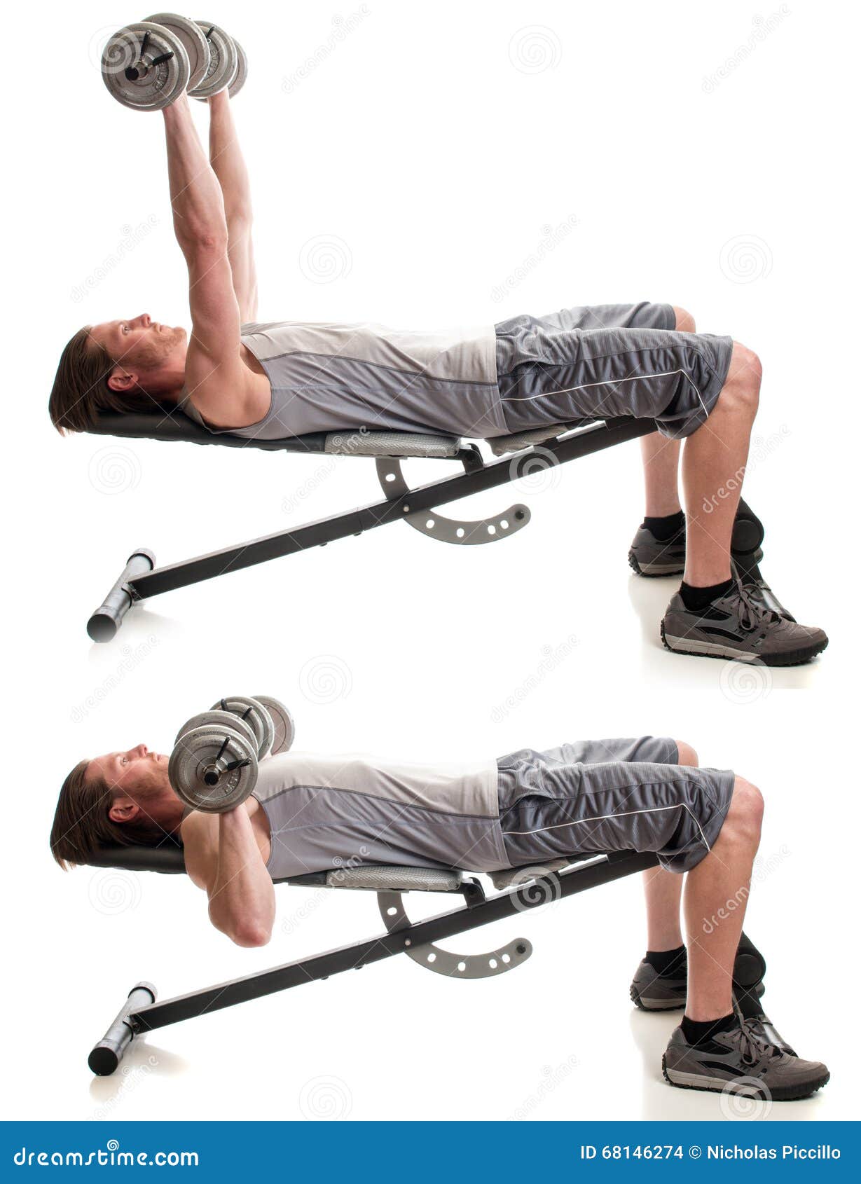 Dumbbell Chest Press On Fit Ball Man Workout Royalty-Free Stock Image ...