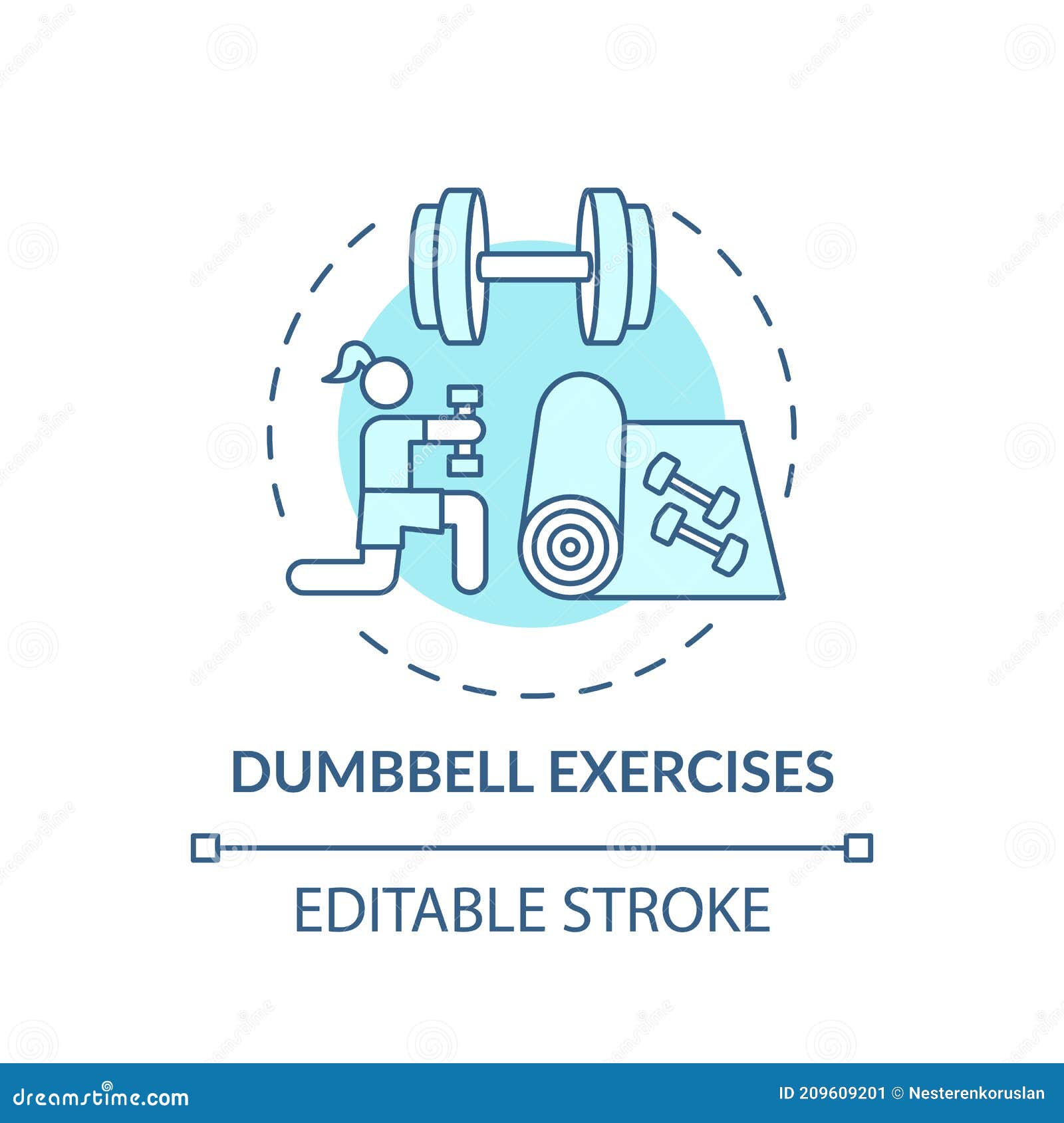 Dumbbell Exercises Concept Icon Stock Vector - Illustration of muscle ...