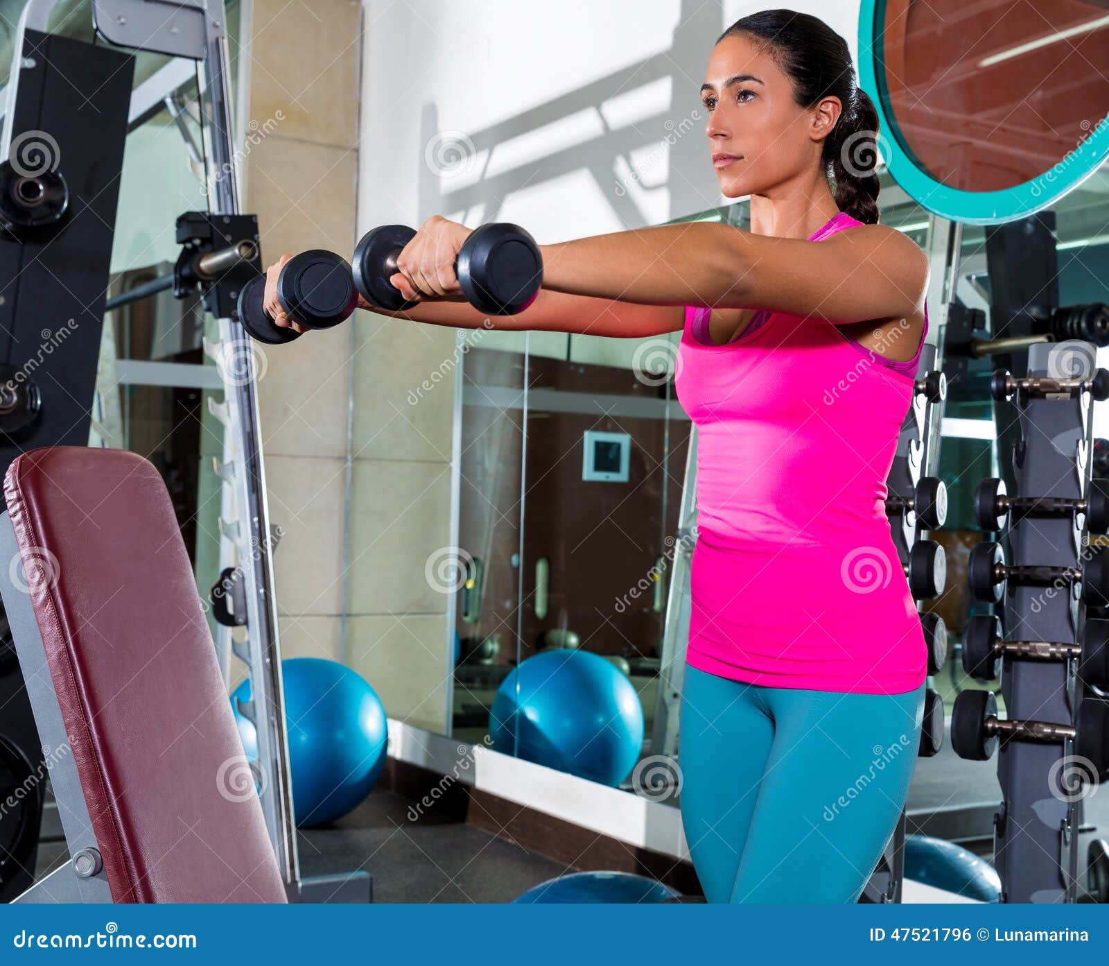 Dumbbell Front Shoulder Flies Fly Woman Workout Stock Photo - Image of ...