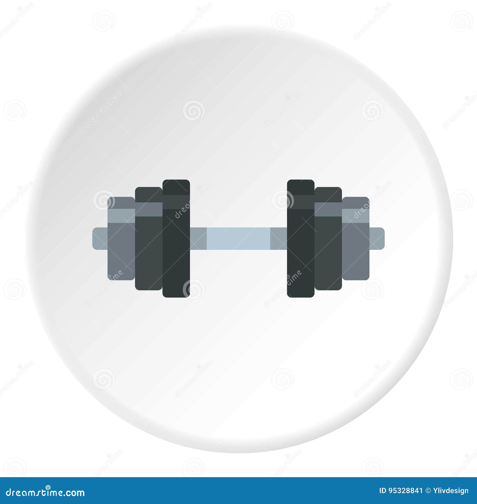 Dumbbell icon circle stock vector. Illustration of power - 95328841