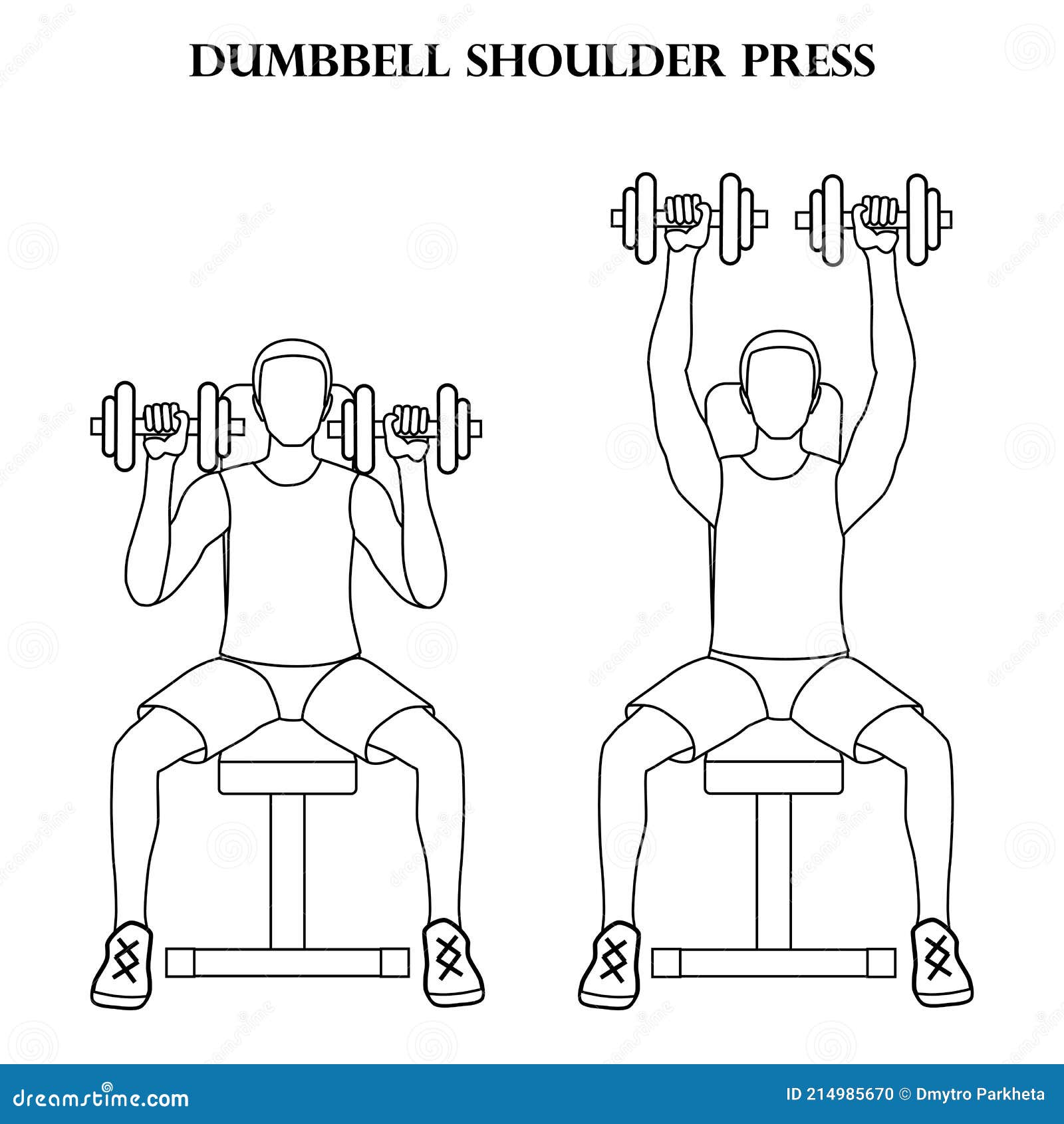 Dumbbell Shoulder Press Workout Exercise Vector Illustration Silhouette ...