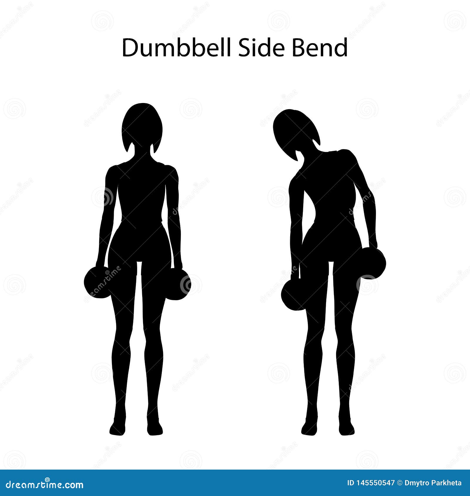 Dumbbell Side Bend Exercise Silhouette Stock Vector - Illustration of ...