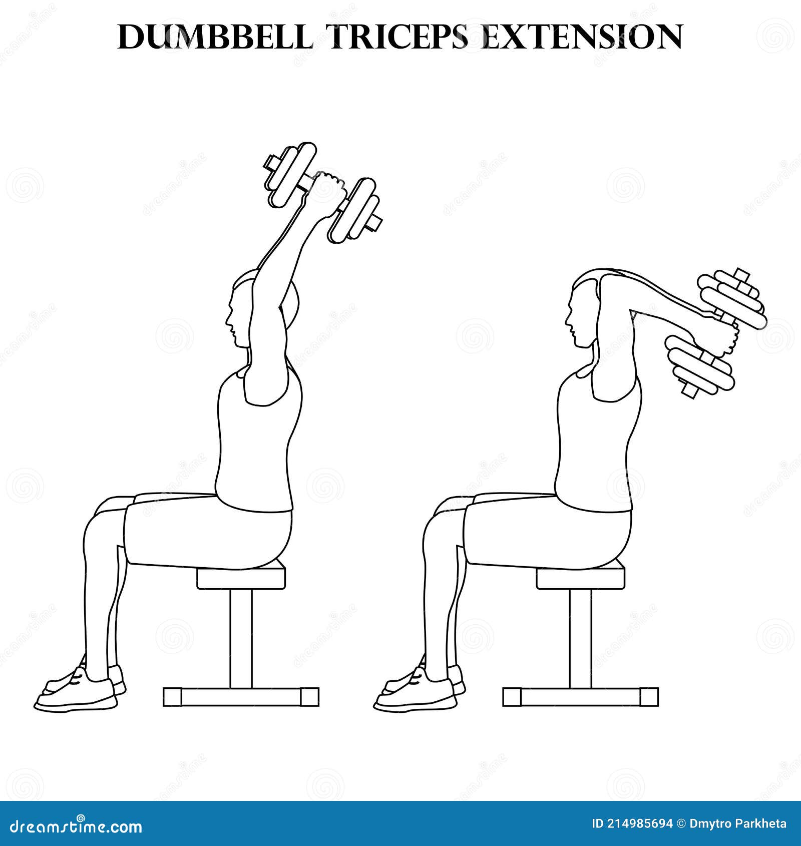 Dumbbell Triceps Extension Exercise Strength Workout Vector ... Dumbbell Triceps Extension Exercise Strength Workout Vector ...