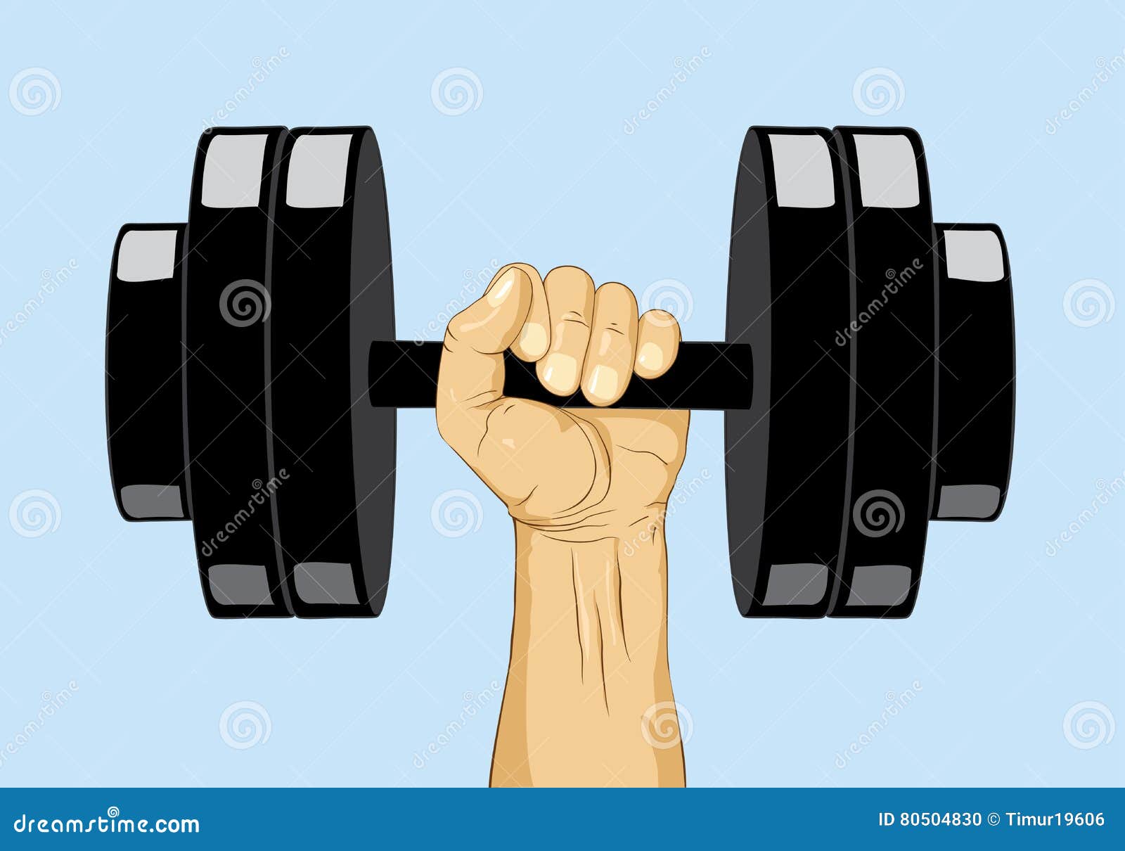 Hand with dumbbell weight stock vector. Illustration of anatomy - 80504830