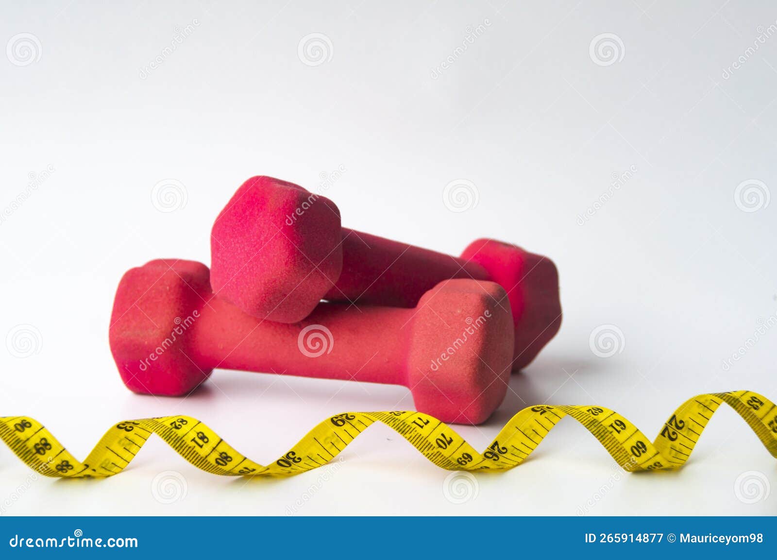 Dumbbell on White Background Cover. Weight Loss Concept. Stock Image ...