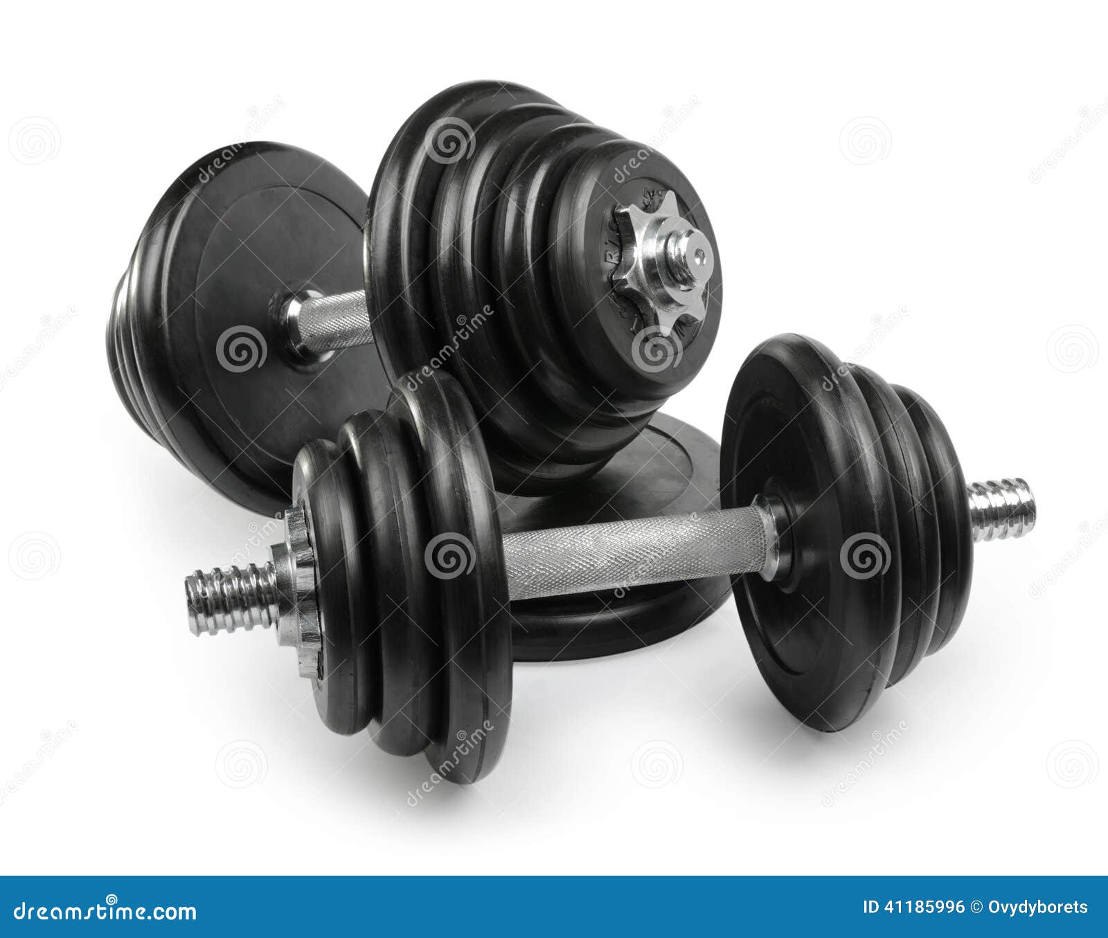 Dumbbells Isolated on White Stock Photo - Image of pounds, metallic ...