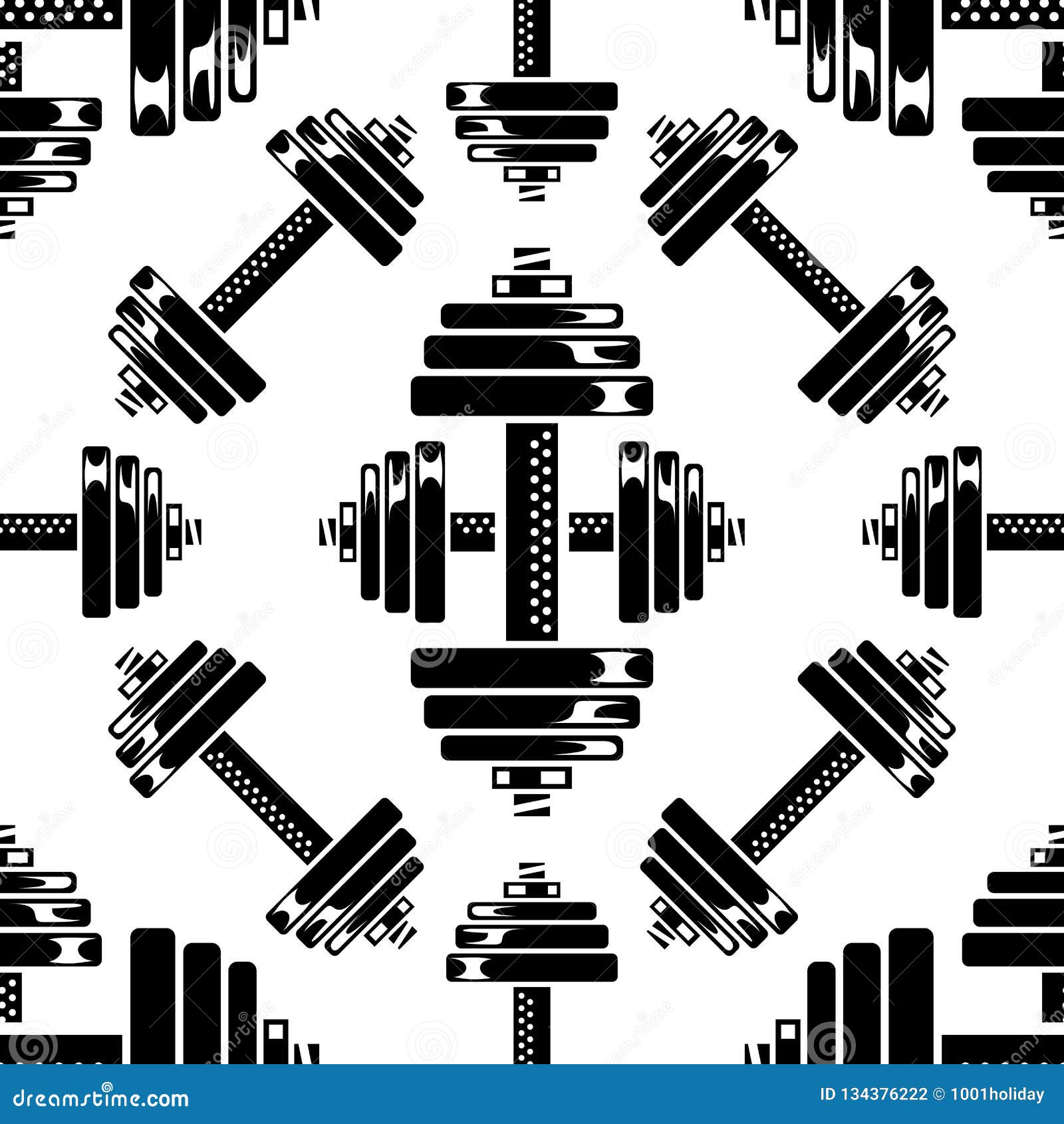 Dumbbells Monochrome Seamless Simple Sport Vector Pattern Stock Vector ...