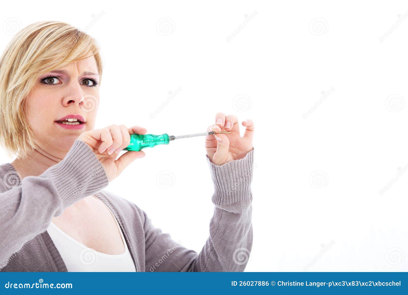 Dumbfounded Woman Having Difficulty with DIY Stock Photo - Image of ...