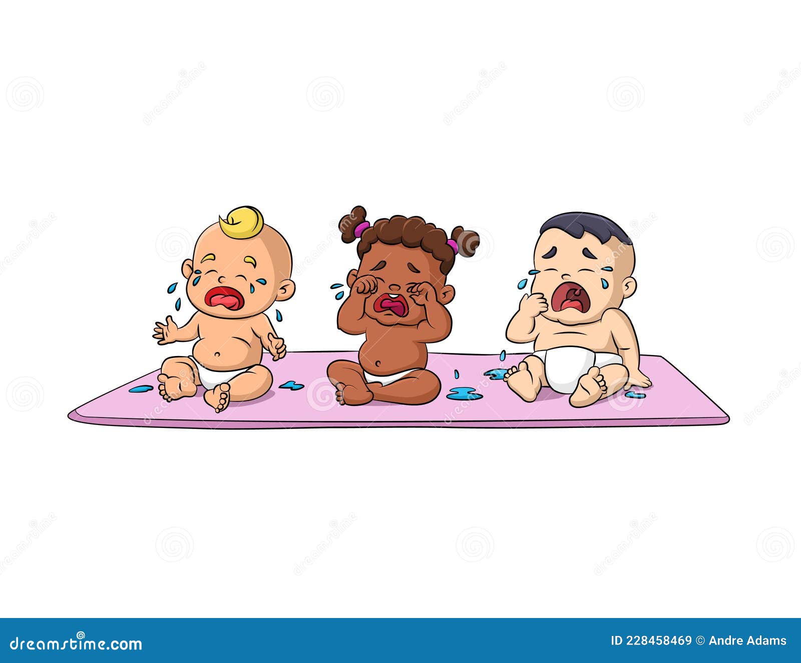 Three babies crying stock vector. Illustration of drawing - 228458469