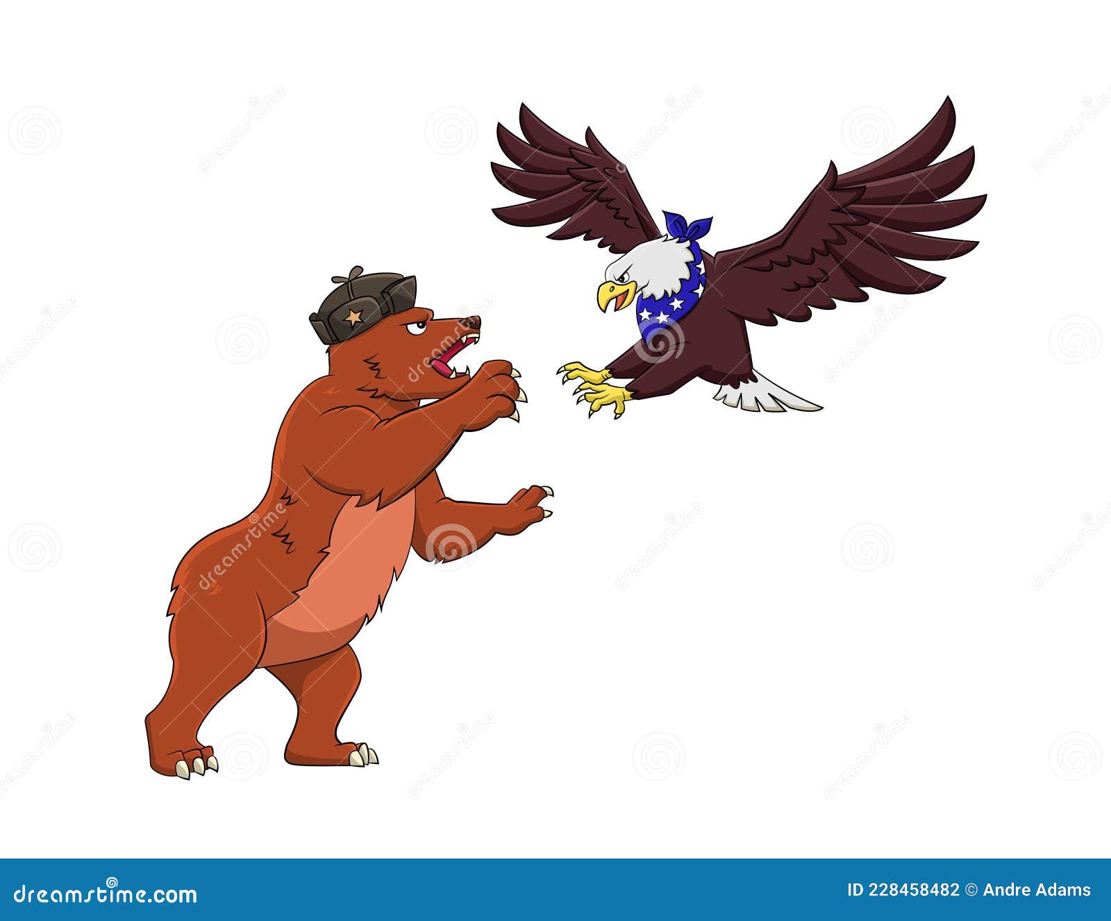 Russian Bear Vs American Eagle Stock Vector - Illustration of furry, compete: 228458482