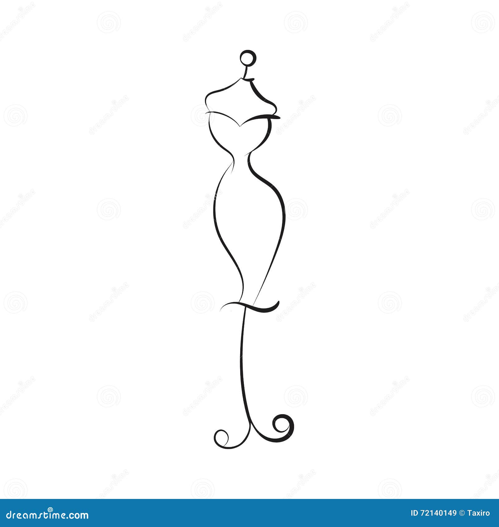 Dummy Dress Hand Drawing Contour Stock Vector - Illustration of dummy ...