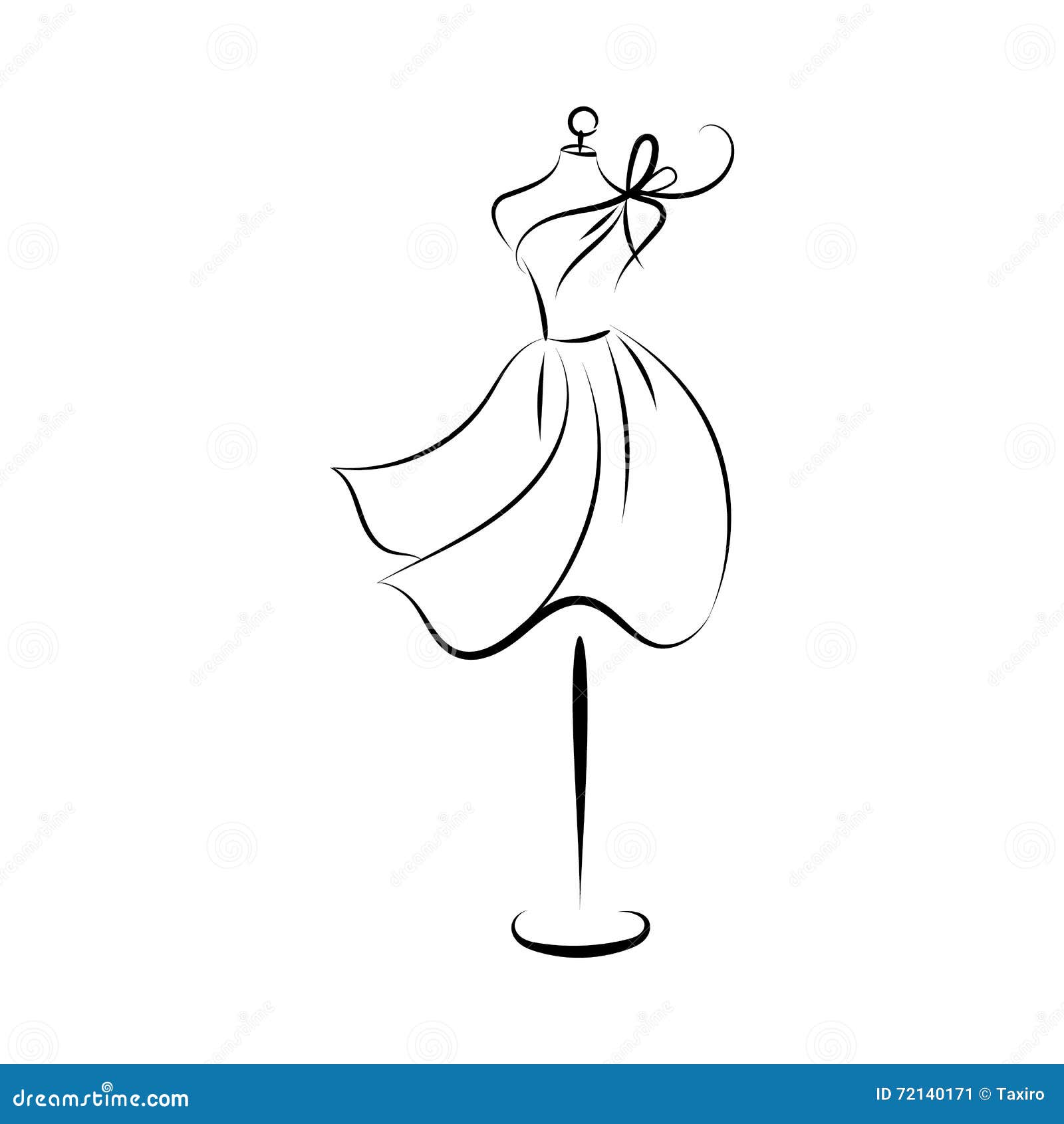 Dummy Dress Hand Drawing Contour Stock Vector - Illustration of black ...