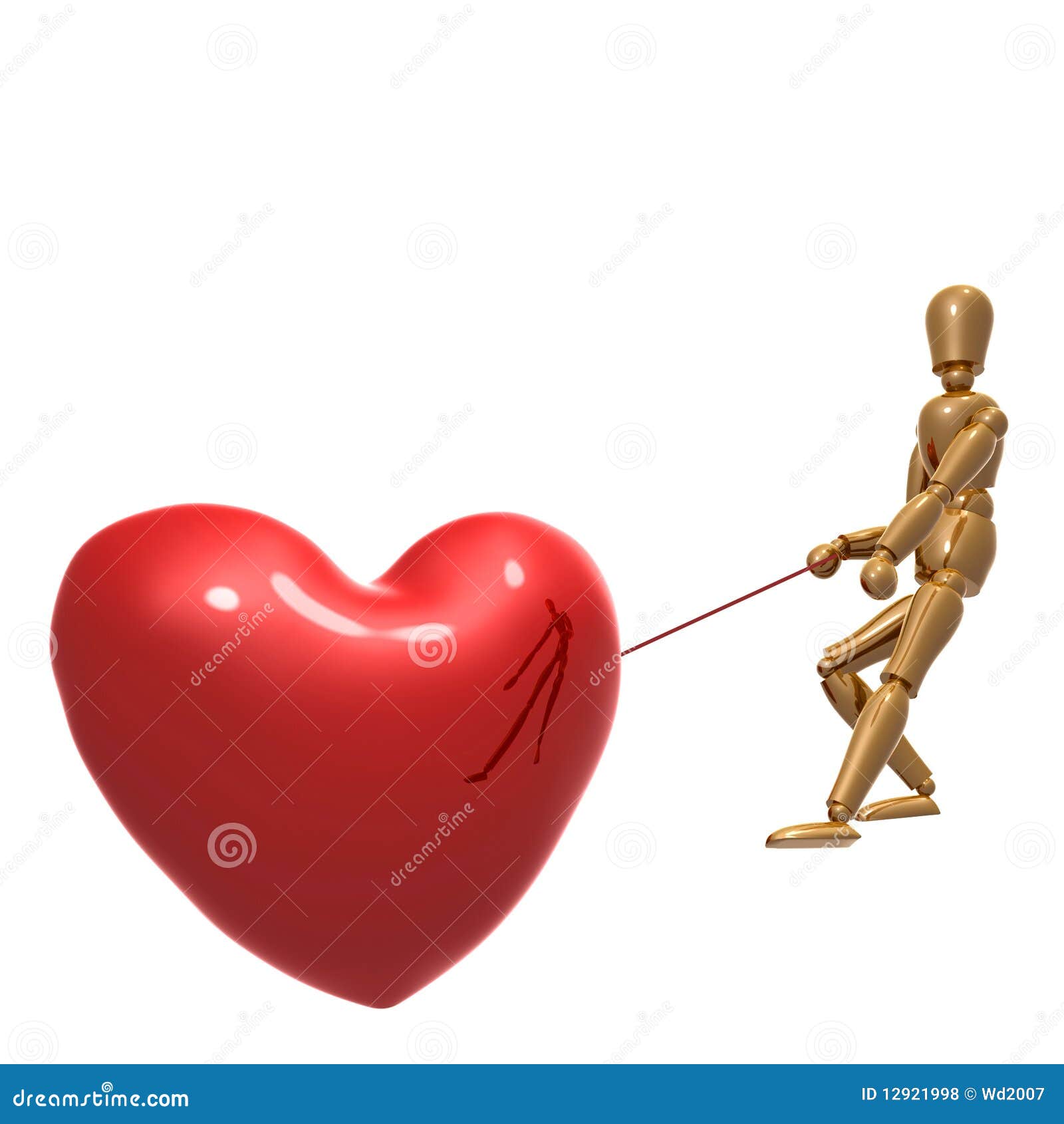 Dummy Figure Pulling Heart for Love Stock Illustration - Illustration ...